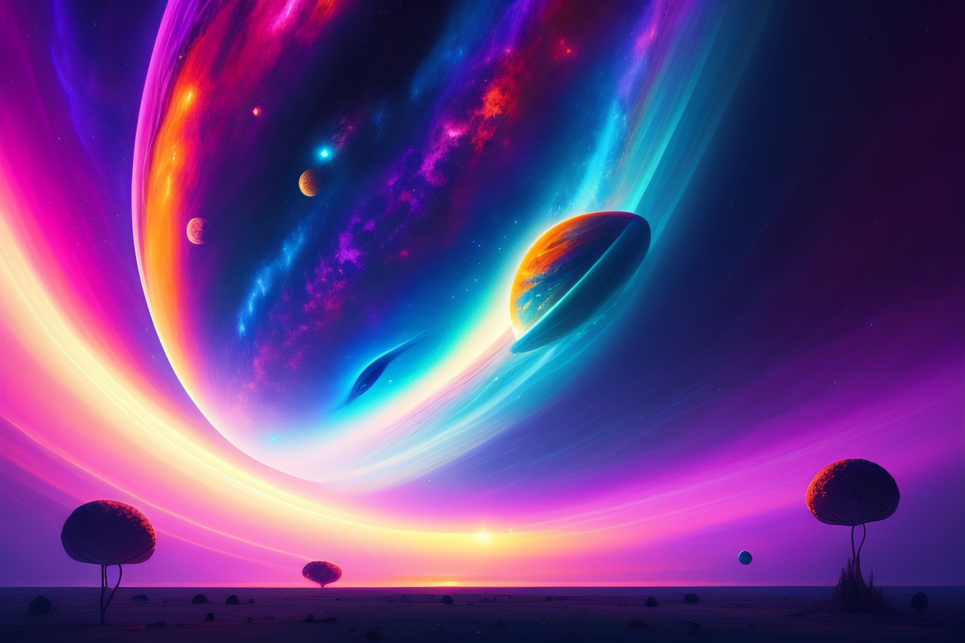 Lexica - Cosmos orbit world within a world milky way, highly saturated ...