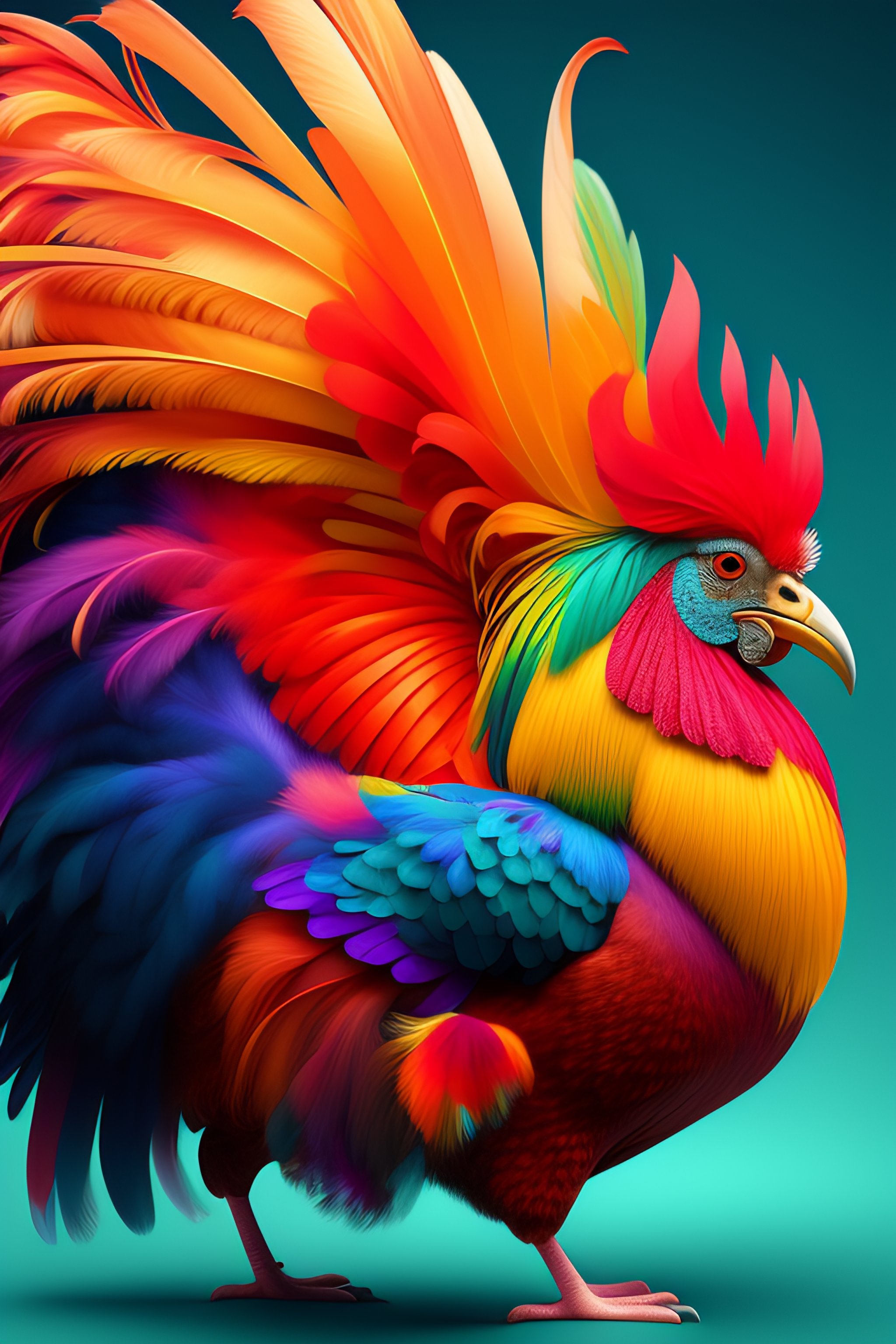 Lexica - Hyper relistic majestic rooster with a carnival mask, open ...