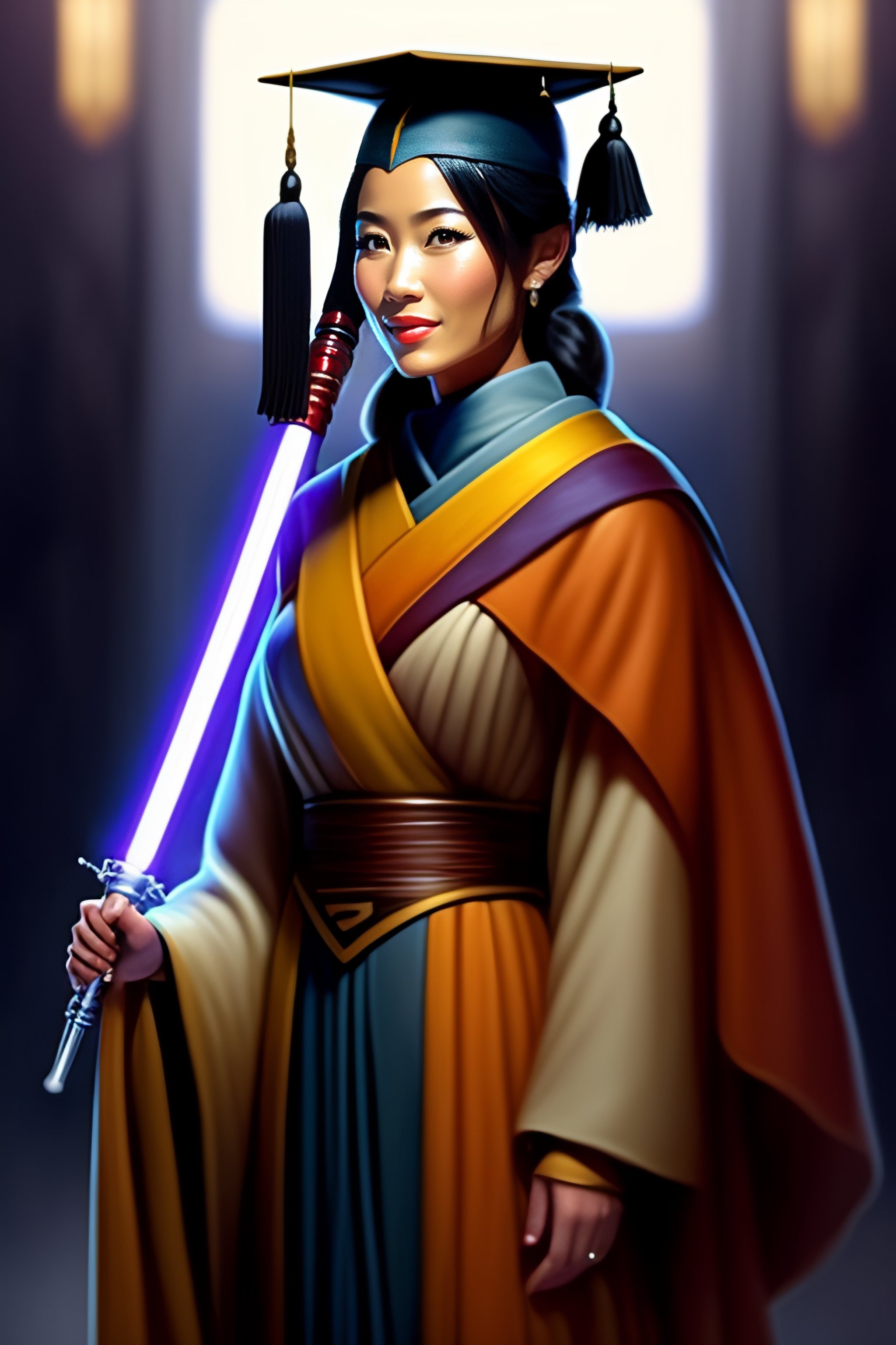 Lexica - Pixar style A female jedi at her graduation Dressed in her ...