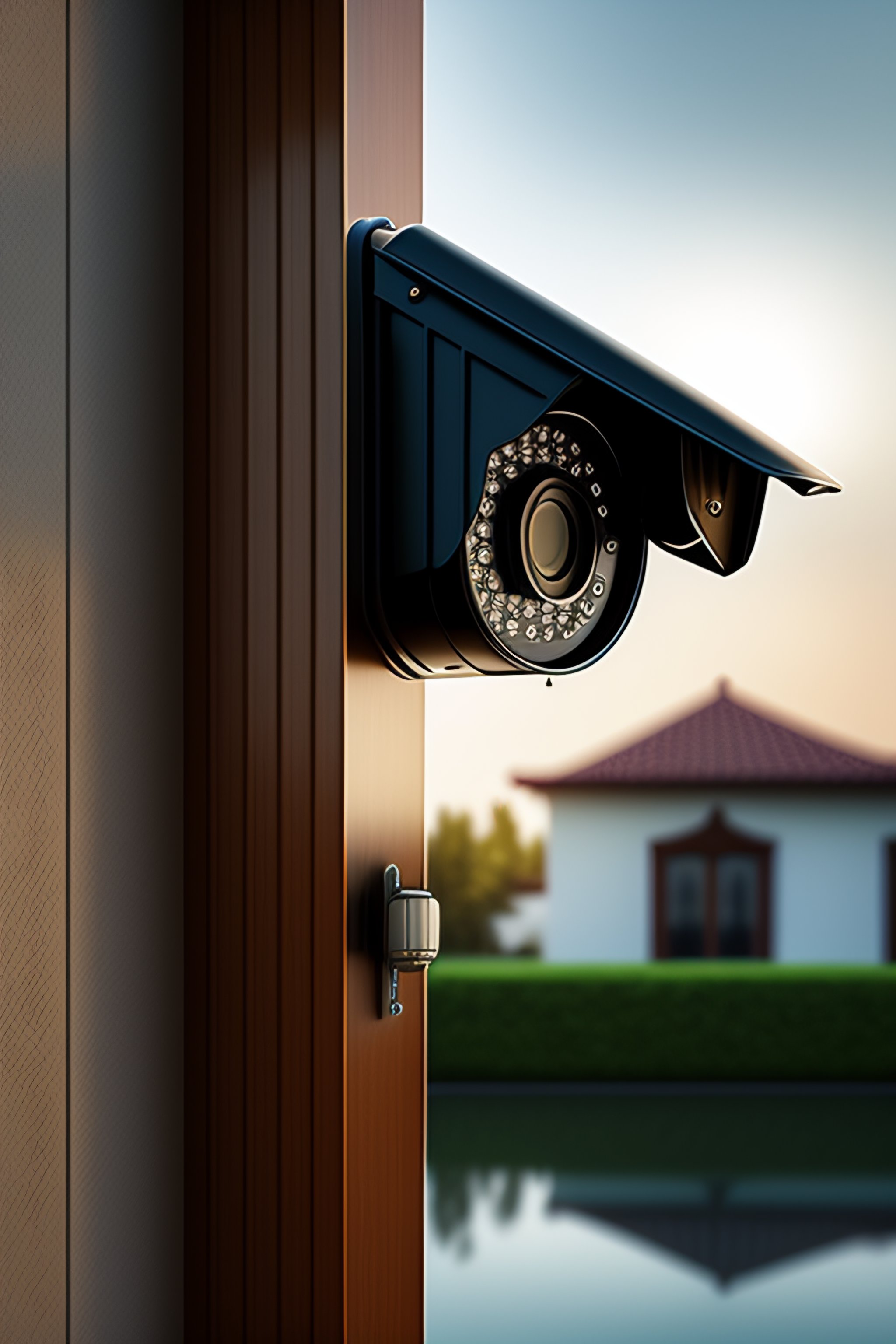 Lexica - Big cctv camera in wall of villa