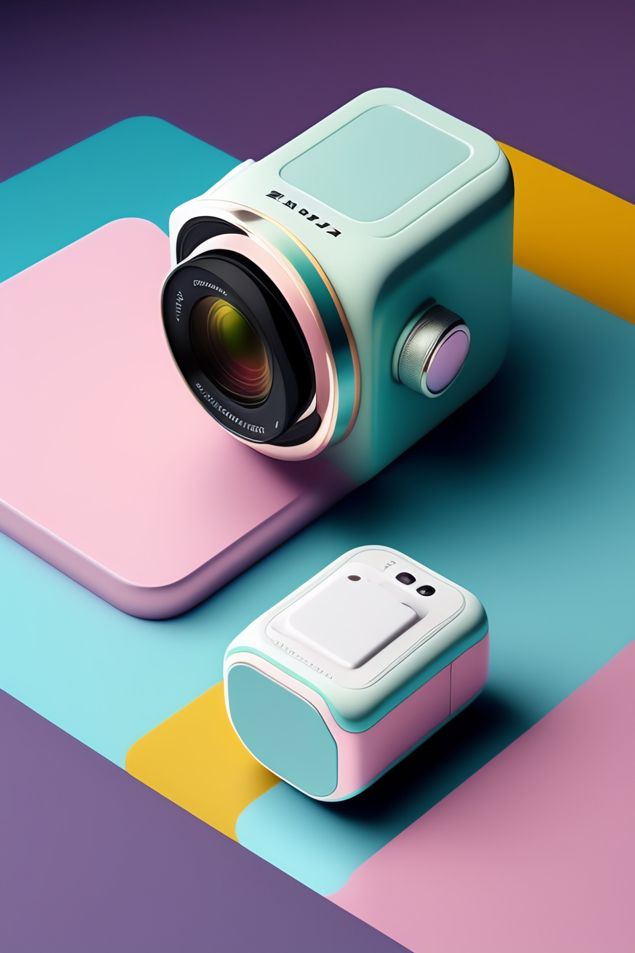 Lexica - Futuristic pocket camera designed by Dieter Rams. Pastel colors.