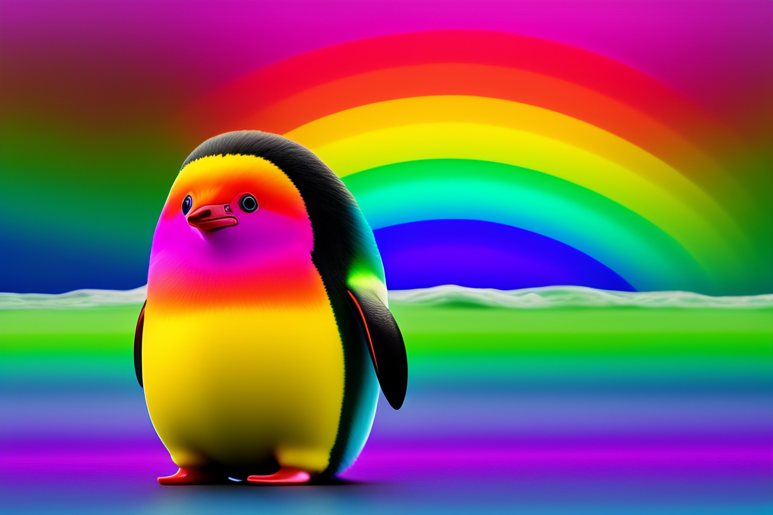 Lexica - A rainbow coloured penguin
