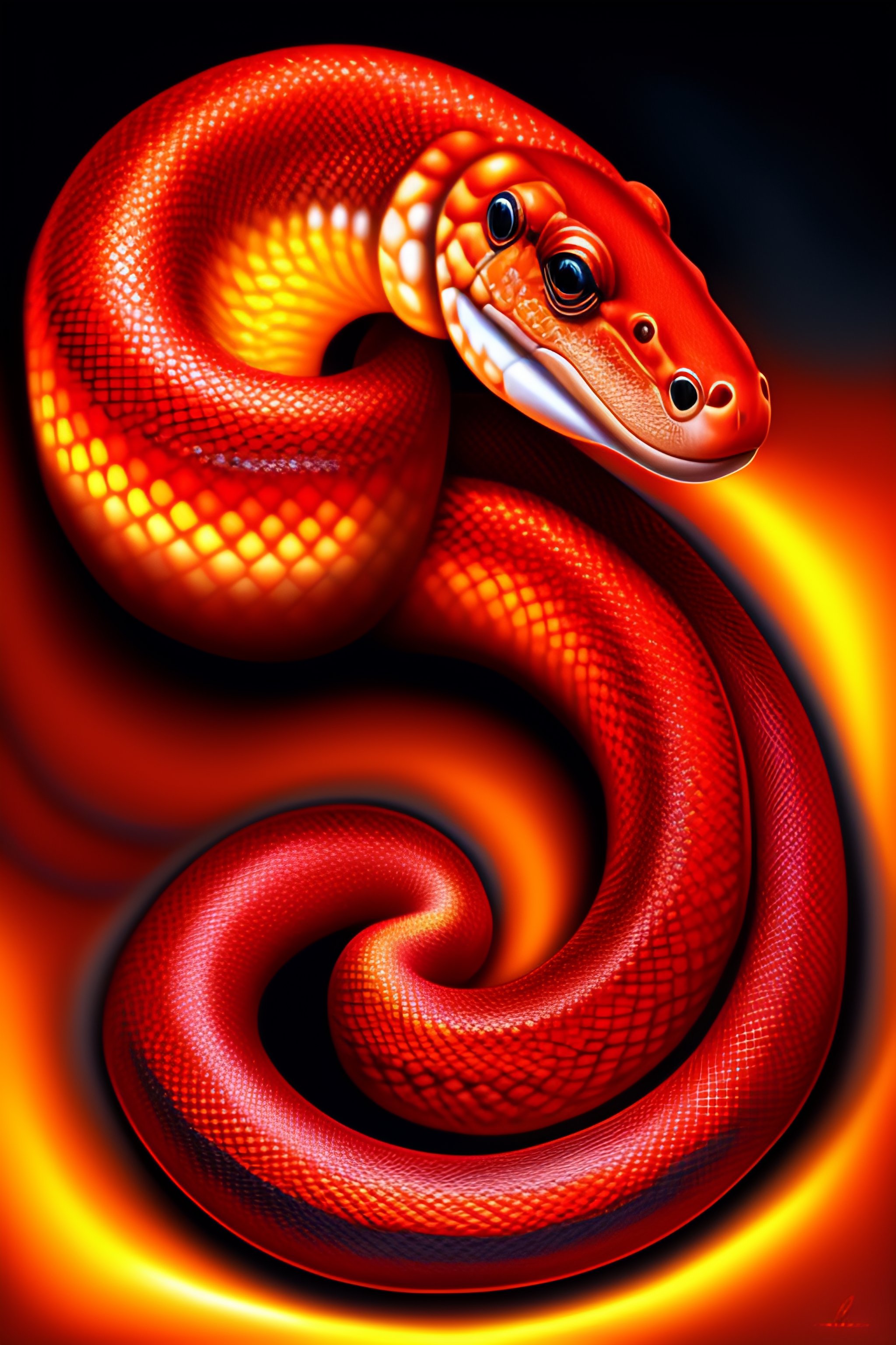 Lexica - Red Fire snake intricate, elegant, highly detailed, digital ...