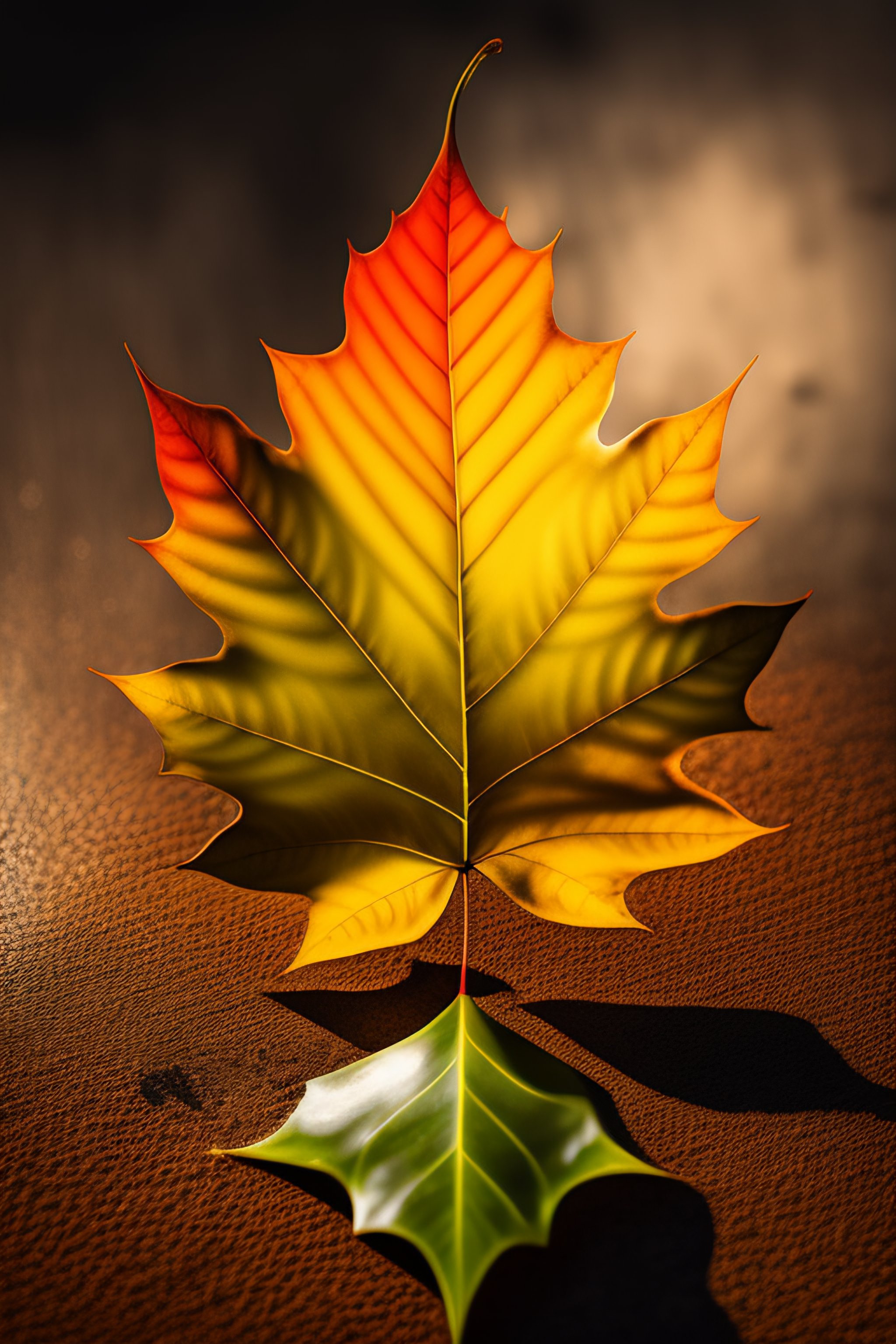 Lexica - Only leaf on base, black background, photograph,