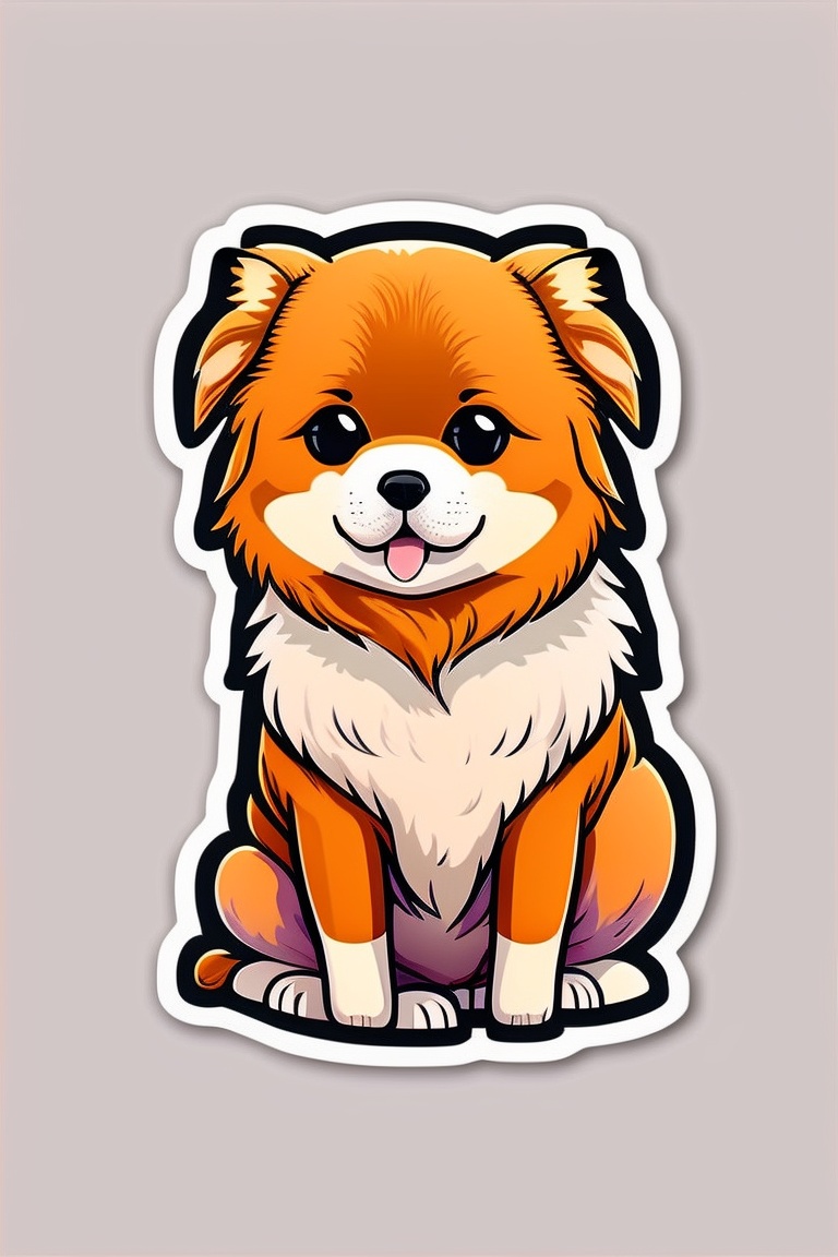 Lexica - Cute anime dog sticker, anime style, solid backgound color