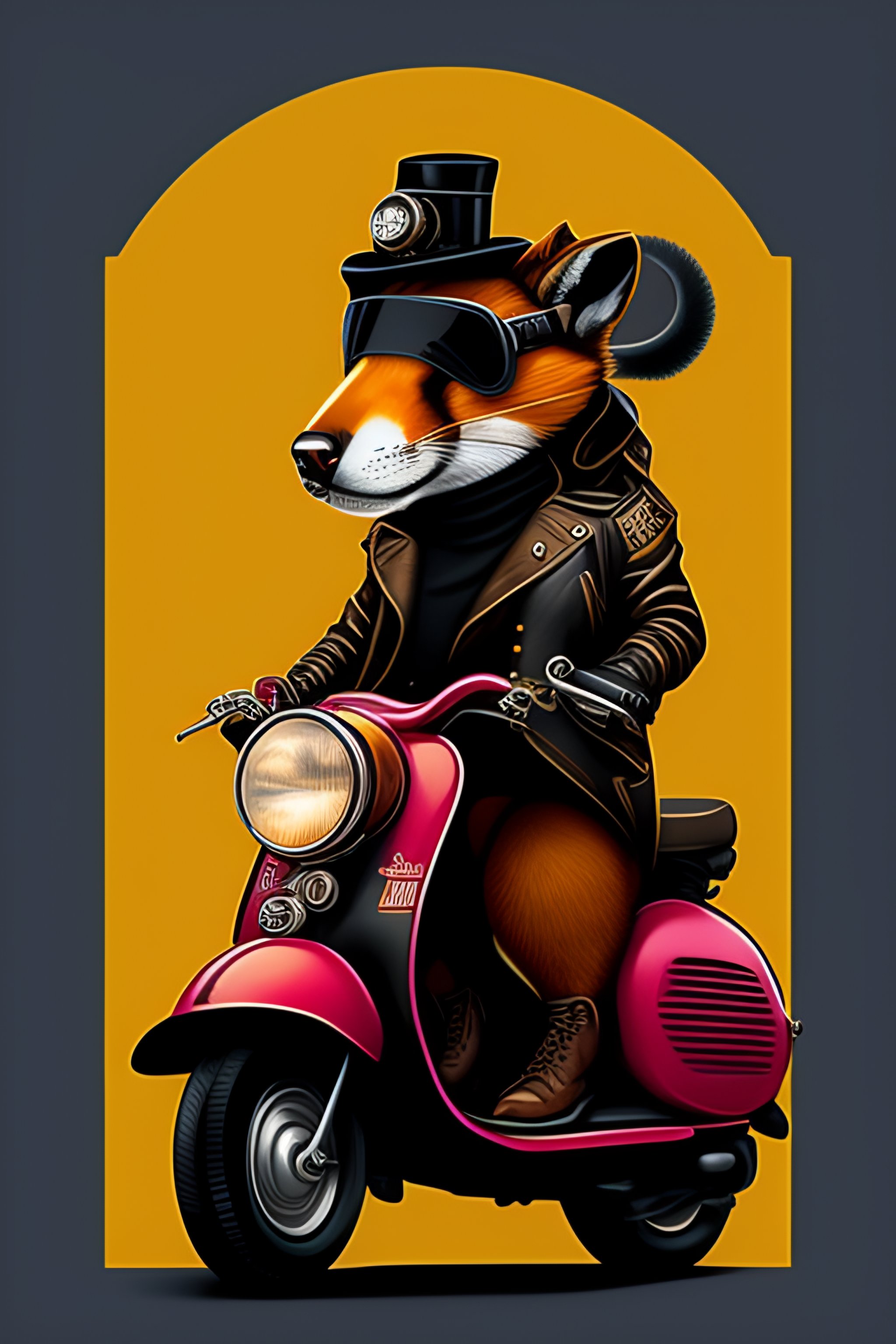 Lexica - A steampunk weasel fursona with boots sitting on a vespa moped ...