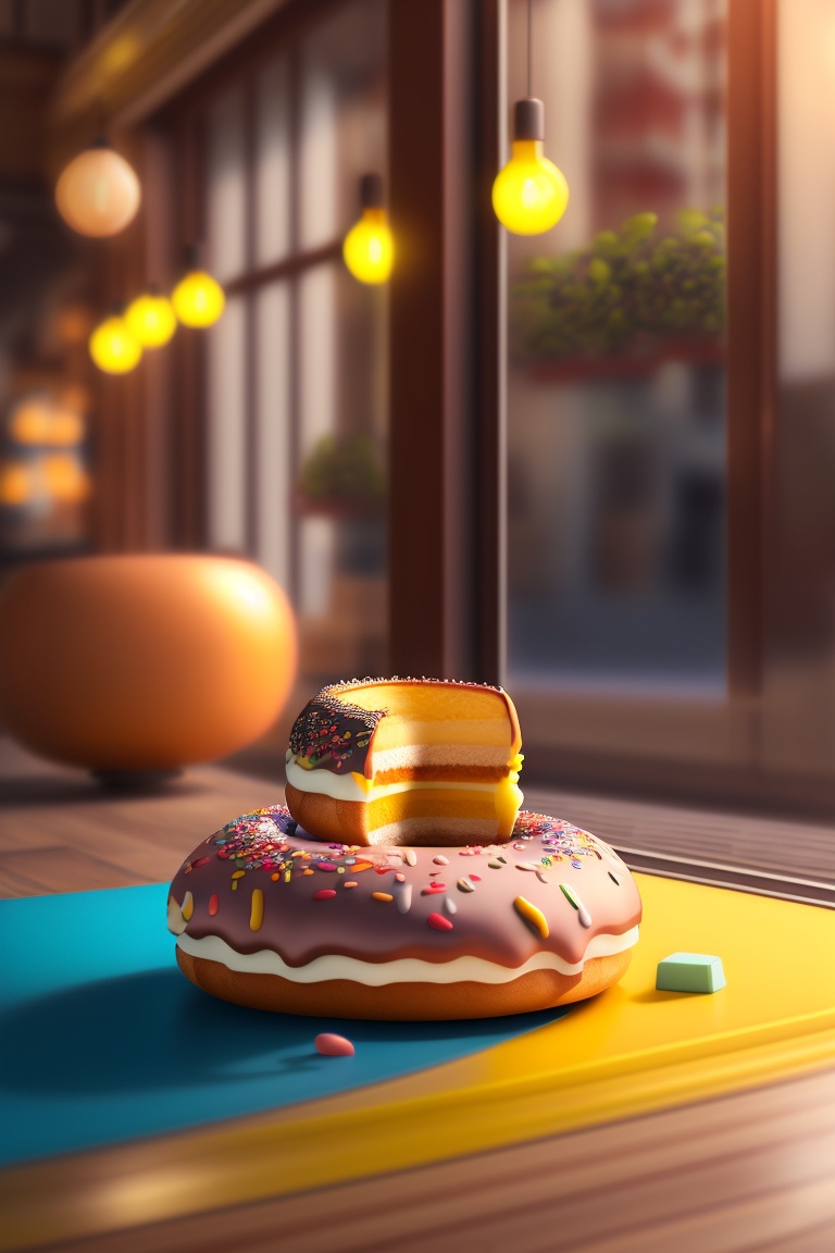 Lexica - A cat eating donut in yellow shop, bokeh, canon 50mm ...