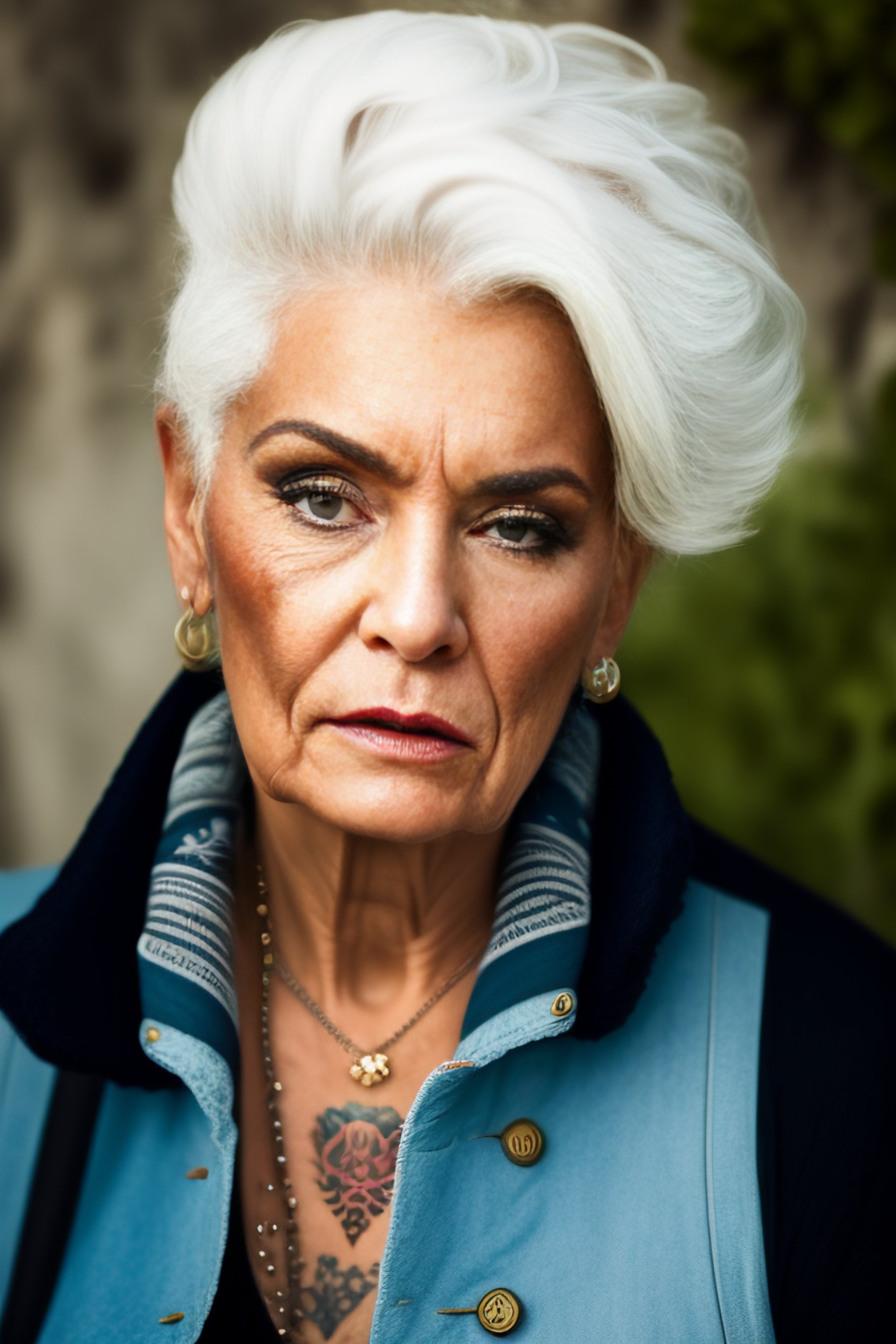 Lexica - Portrait of a grumpy mean scowl old woman with white hair and ...