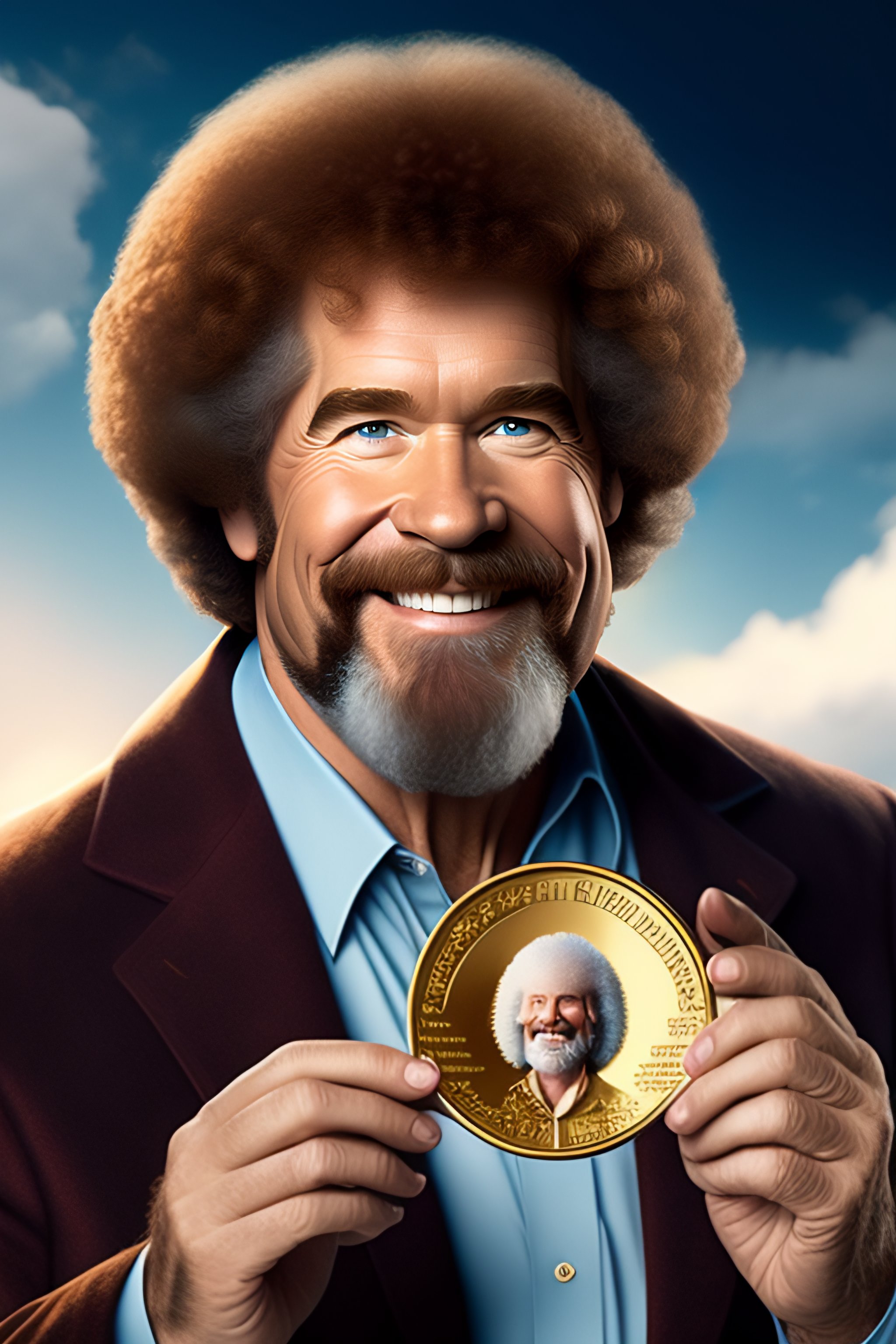 Lexica - Hyper-realistic, bob ross with circular wrinkles around his ...