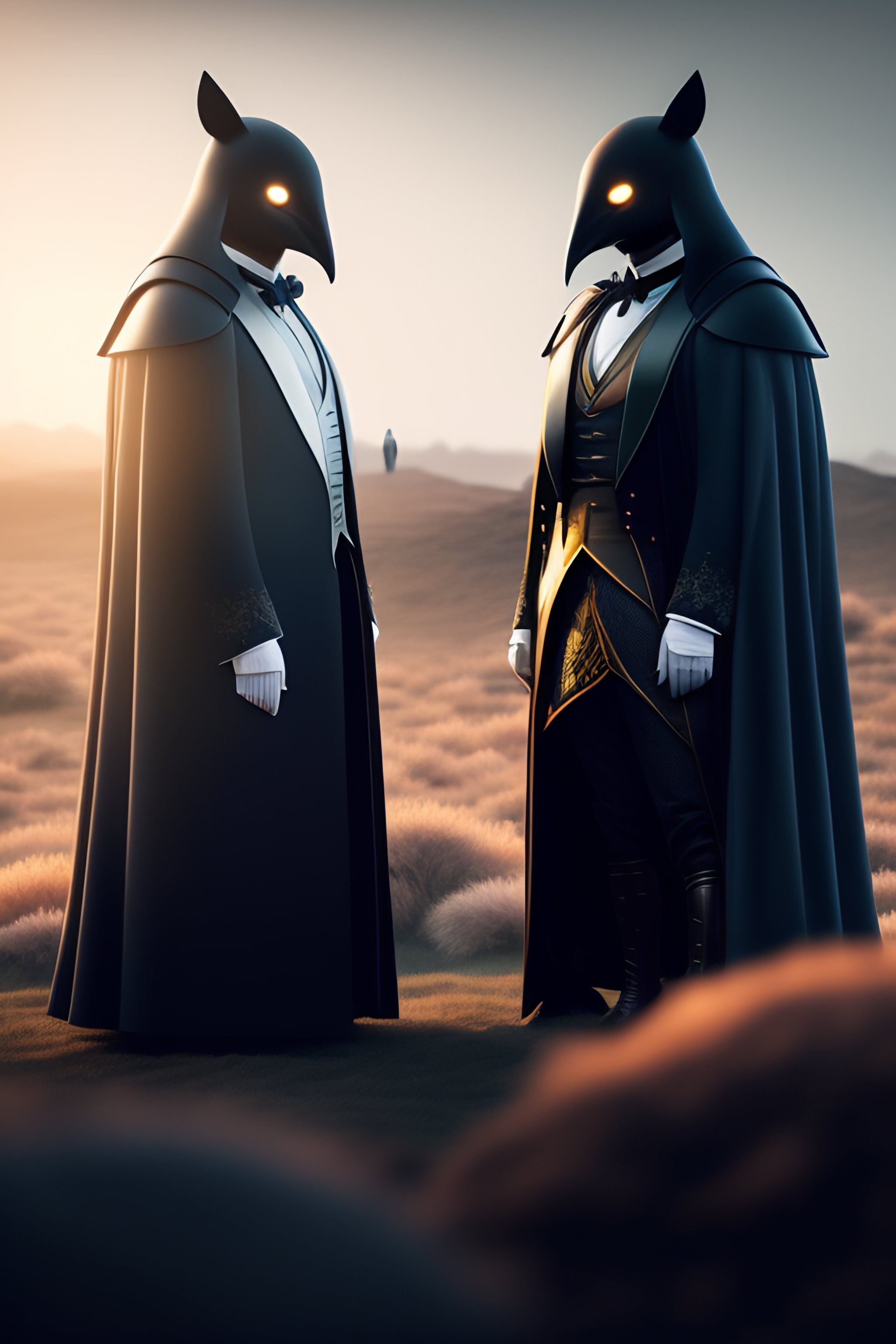 Lexica - A group of creepy creatures with no face wearing suits posing ...