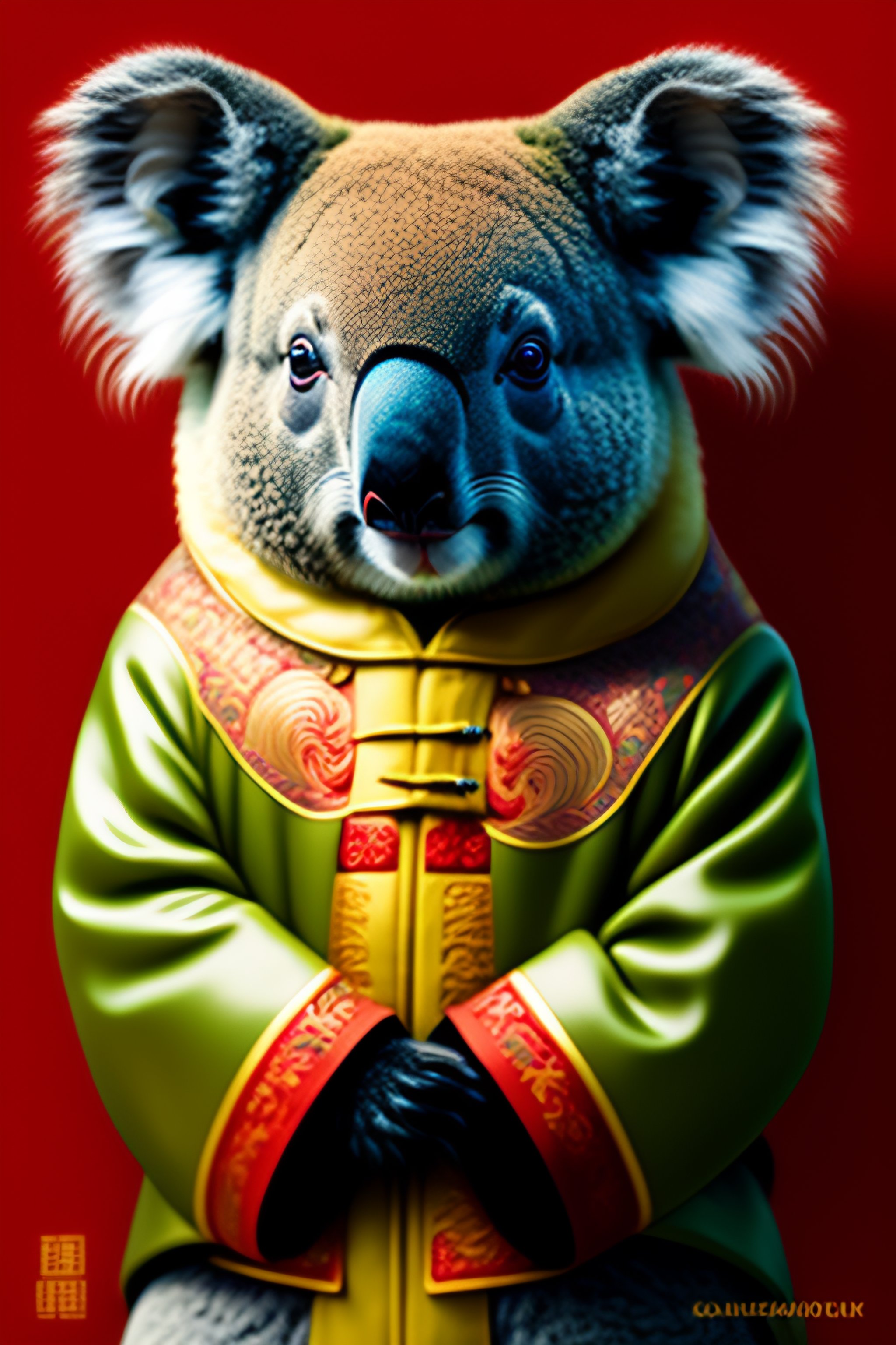 Lexica - A koala in a Chinese coat
