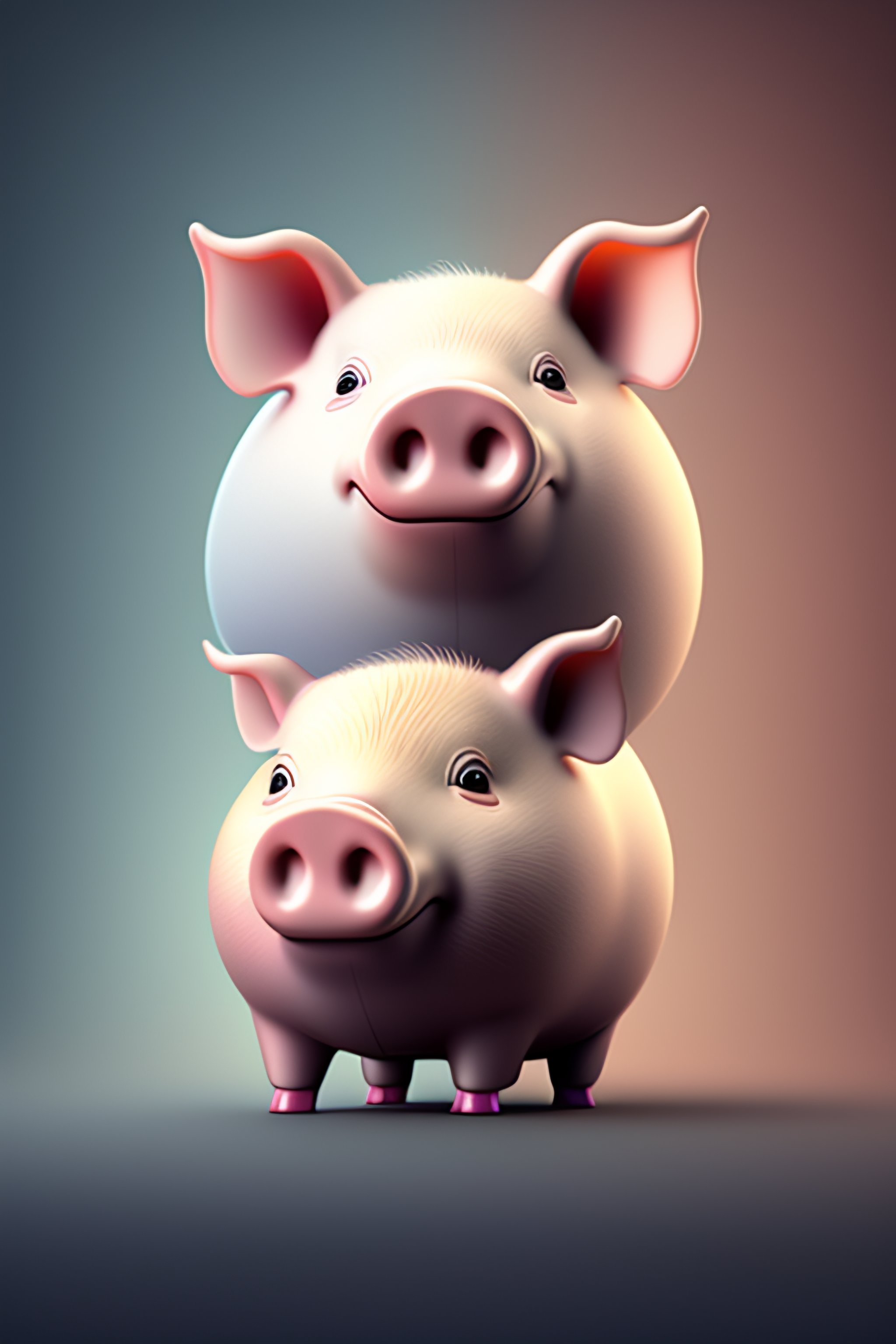 Lexica - A cute pig standing on a ball, full body picture