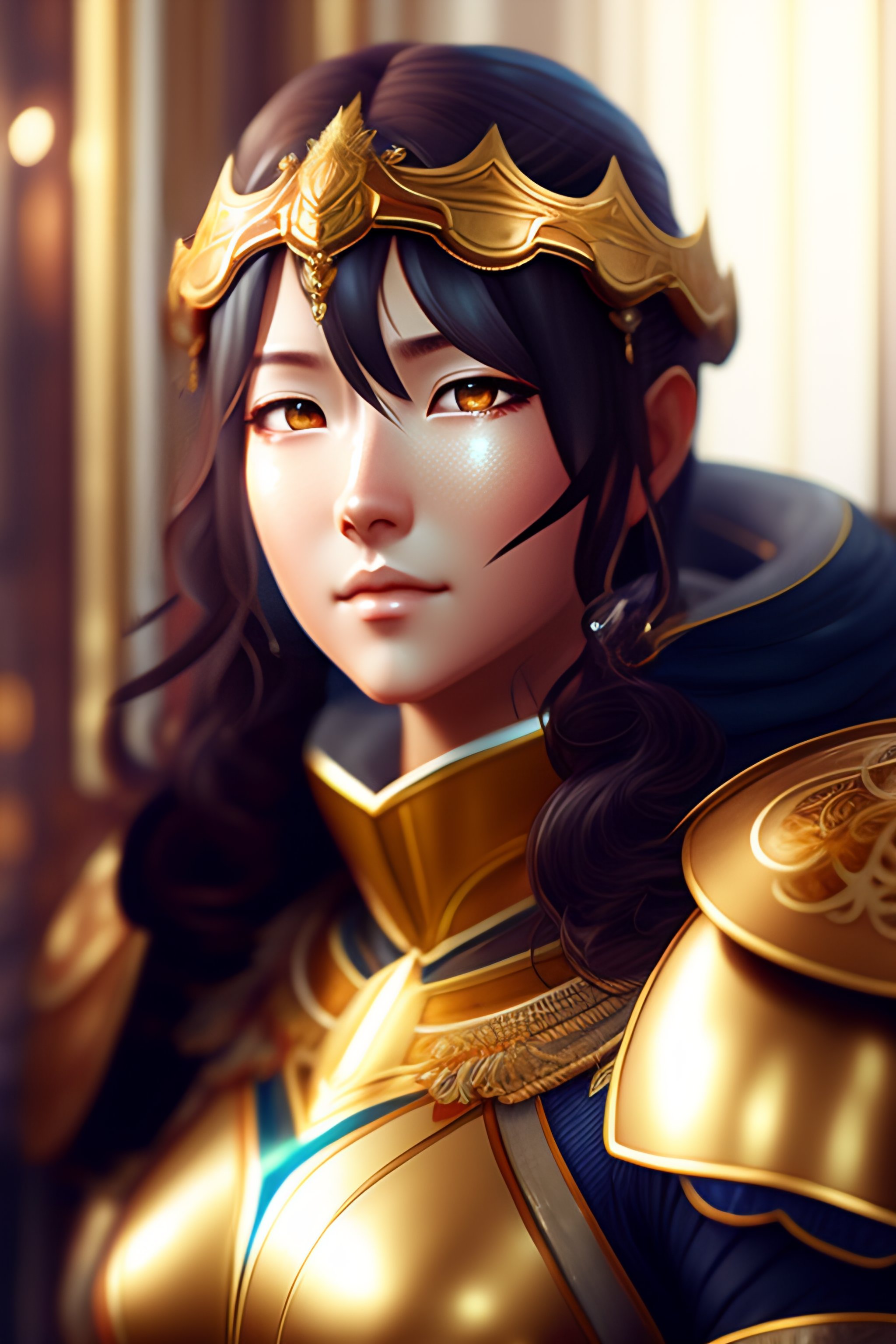 Lexica - Royal princess in gold and white armor, hidari, color page ...