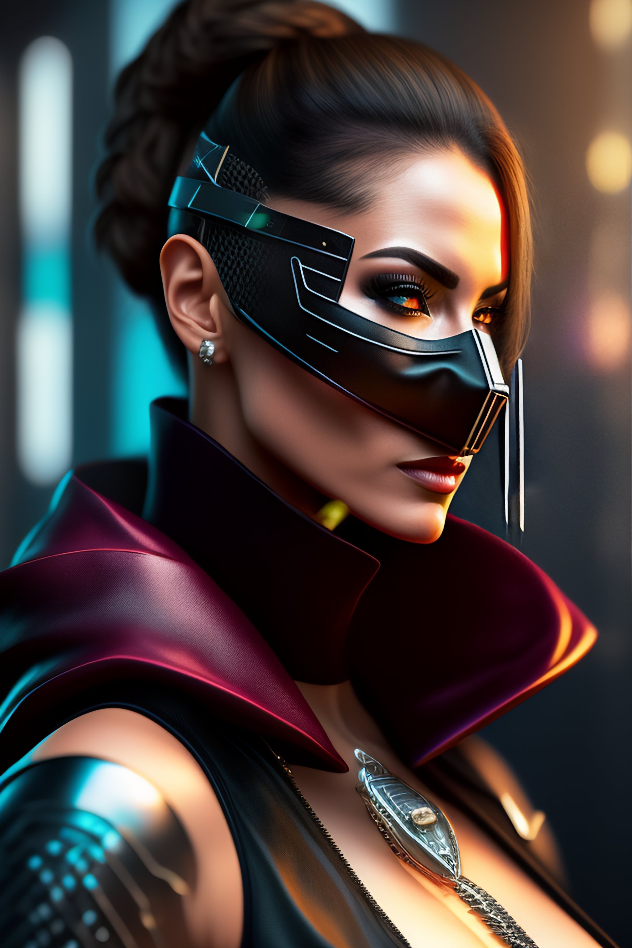 Lexica - Portrait of a masked cyberpunk assassin, hyper realistic