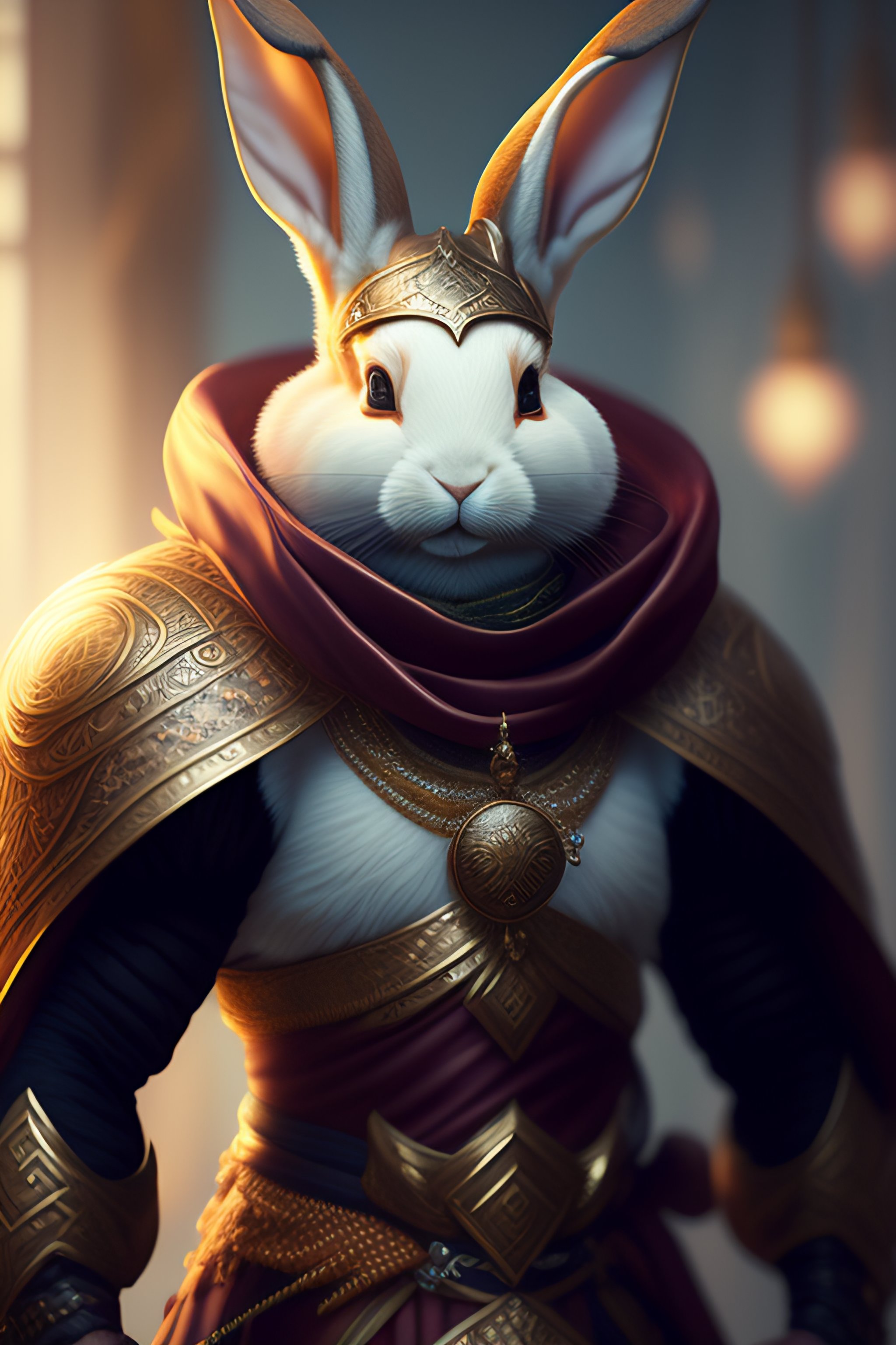 Lexica - An anthropomorphic rabbit male wizard dressed as a warrior ...