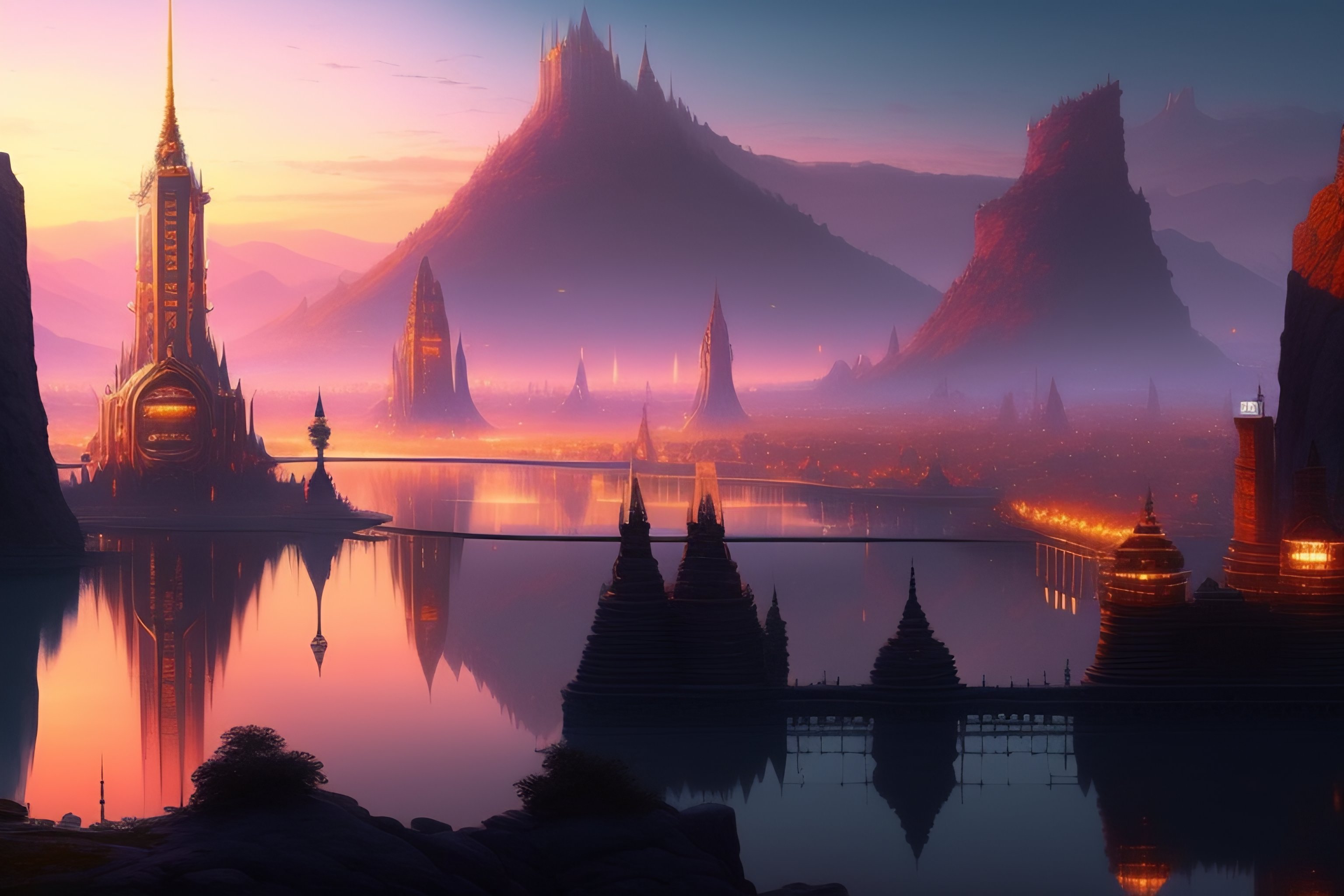 Lexica - Epic view, wide angle, elegant fantasy capital city, insanely ...