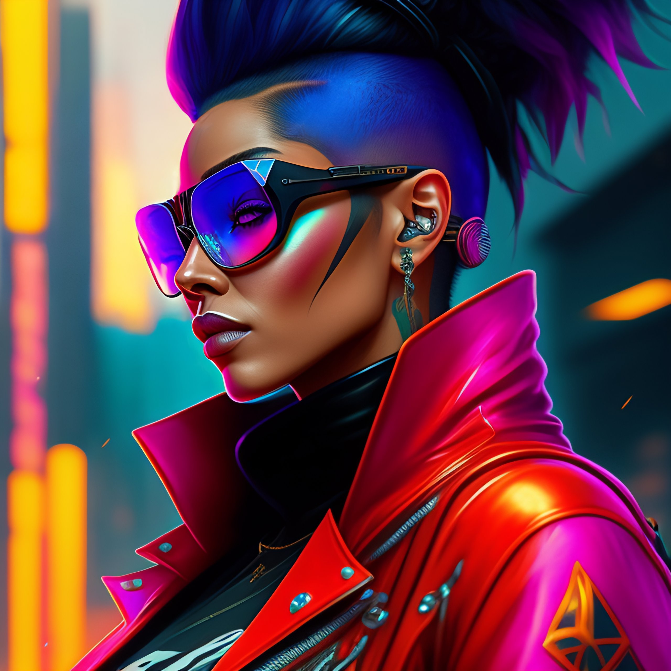 Lexica - A portrait of a cyberpunk punker with mawhawk, glasses and ...