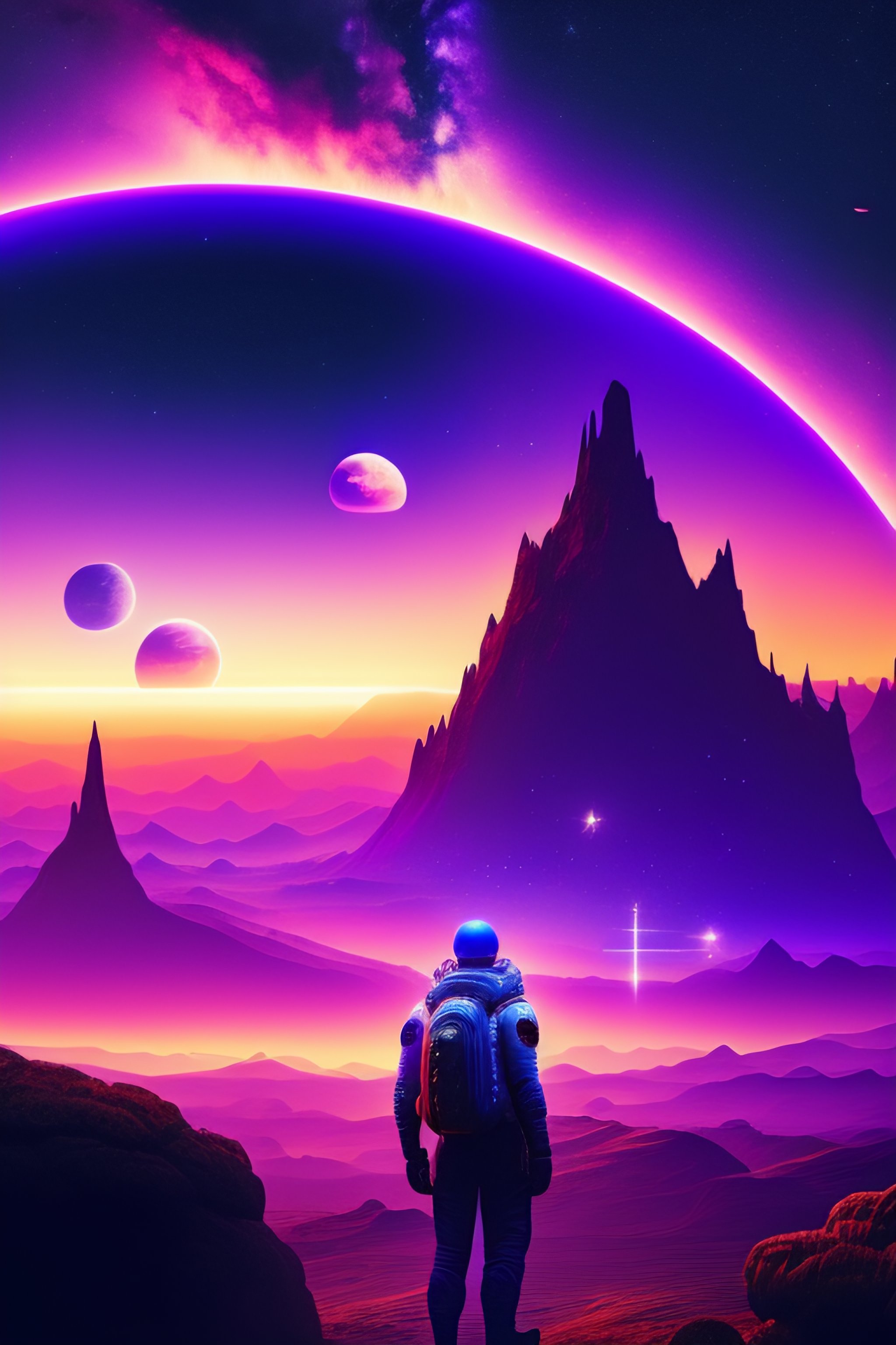 Lexica - A fantastic space scene, in a magnificent planet, an ...