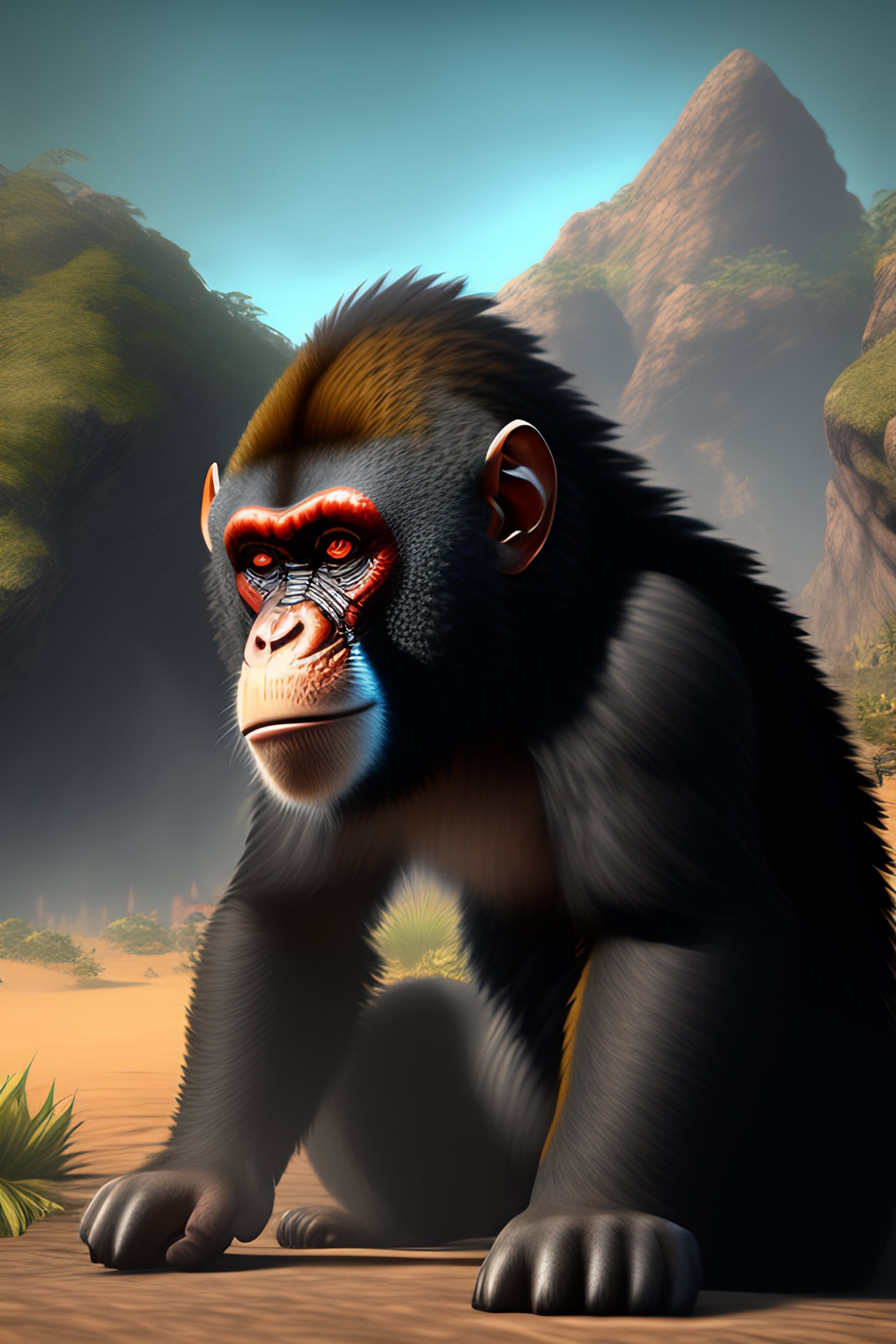 Lexica - Monkey armored, realistic, detailed, Rpg style, nft