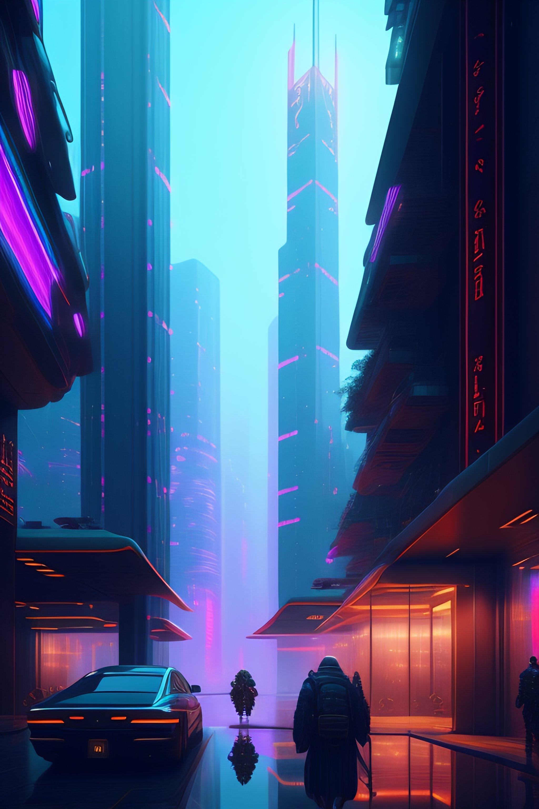 Lexica - Cyberpunk, monk, city, neon, skyscrapers, lights, unreal ...
