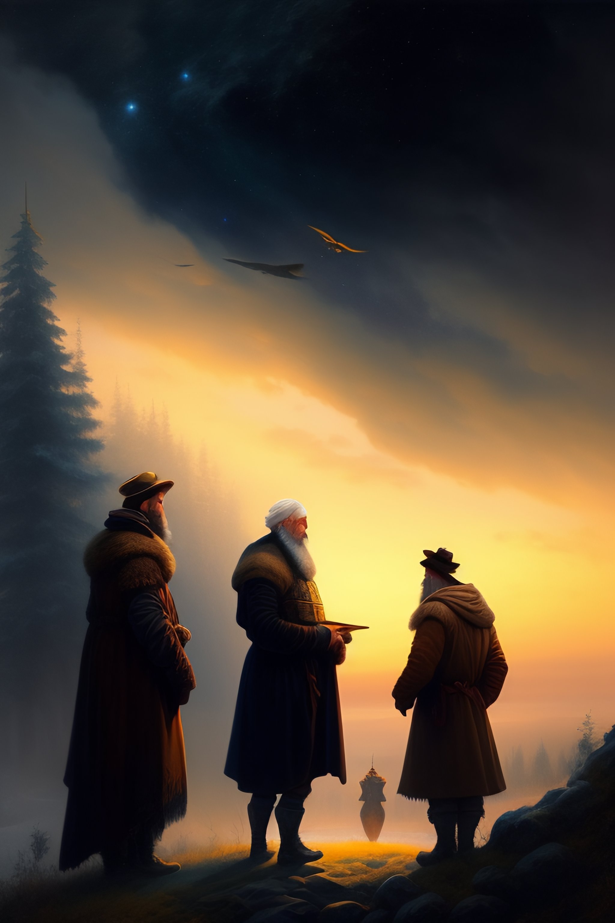 Lexica - Russian folk fairytale, story, three wise old men, three ...