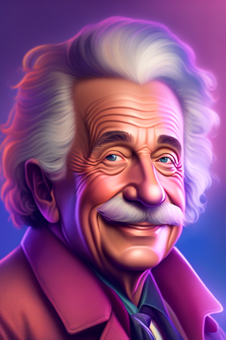 Lexica - Albert Einstein, smiling and looking forward