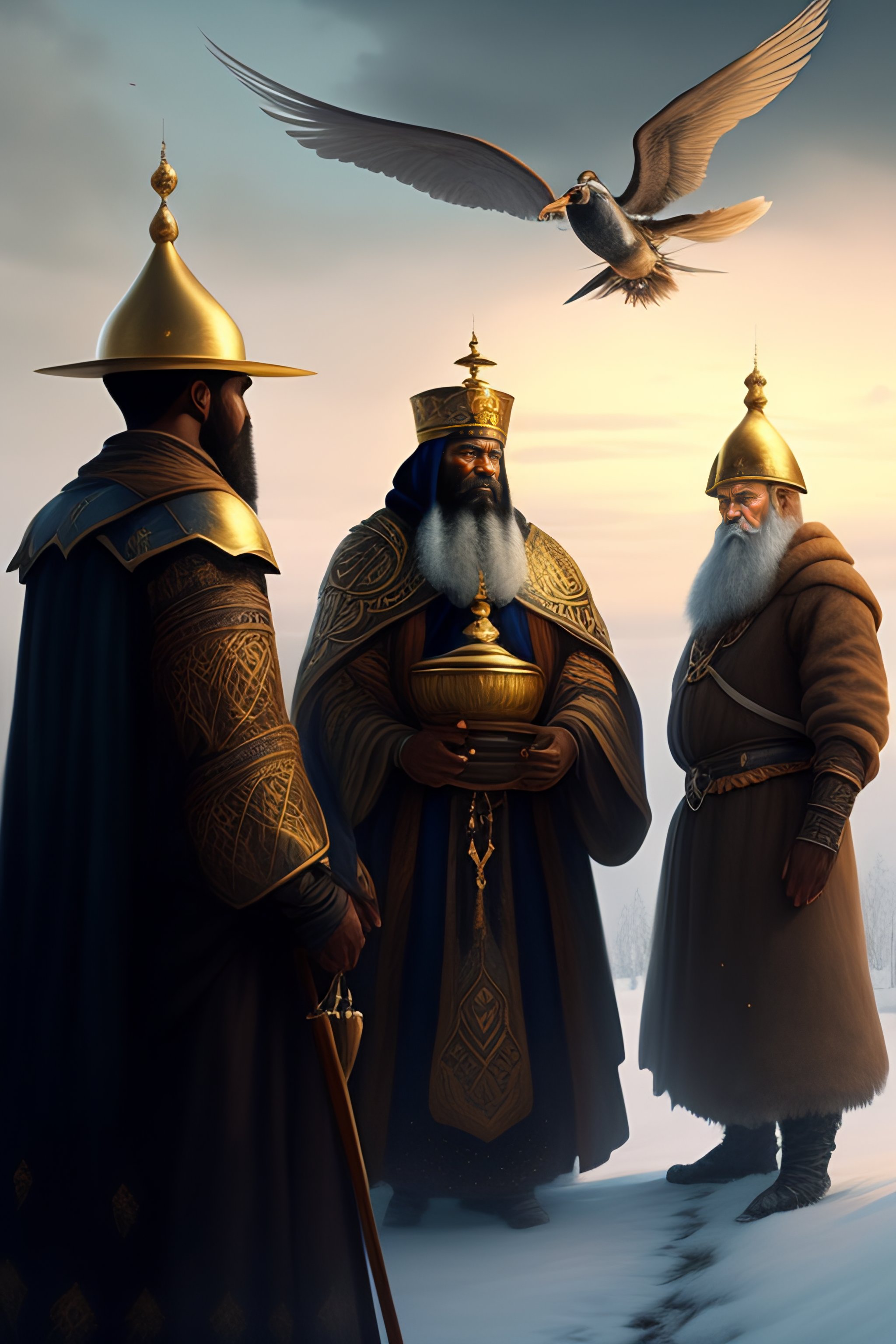 Lexica - Russian folk fairytale, story, three wise old men, three ...