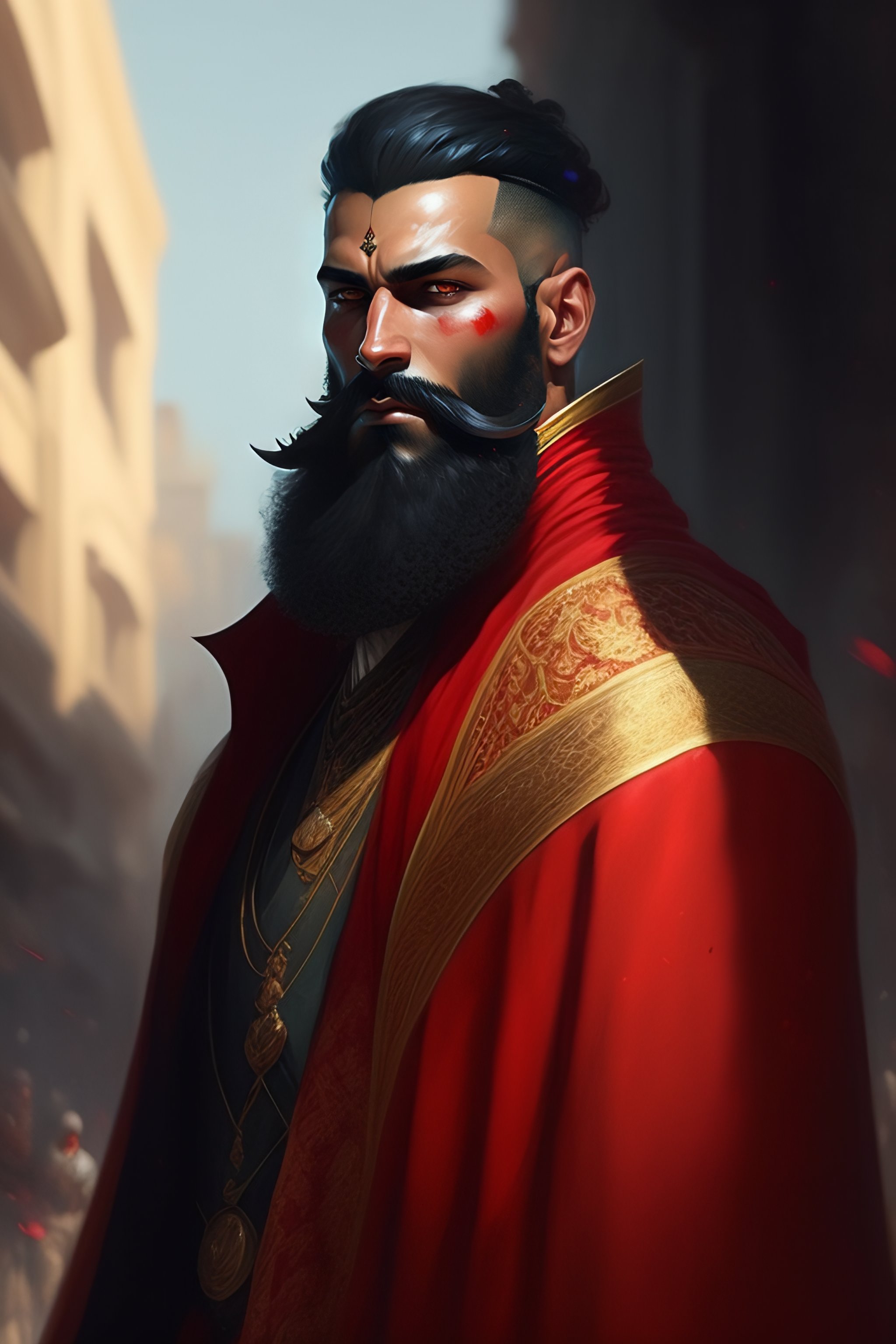 Lexica - Ottoman man, beard, strong, red eyes, on artstation by greg ...