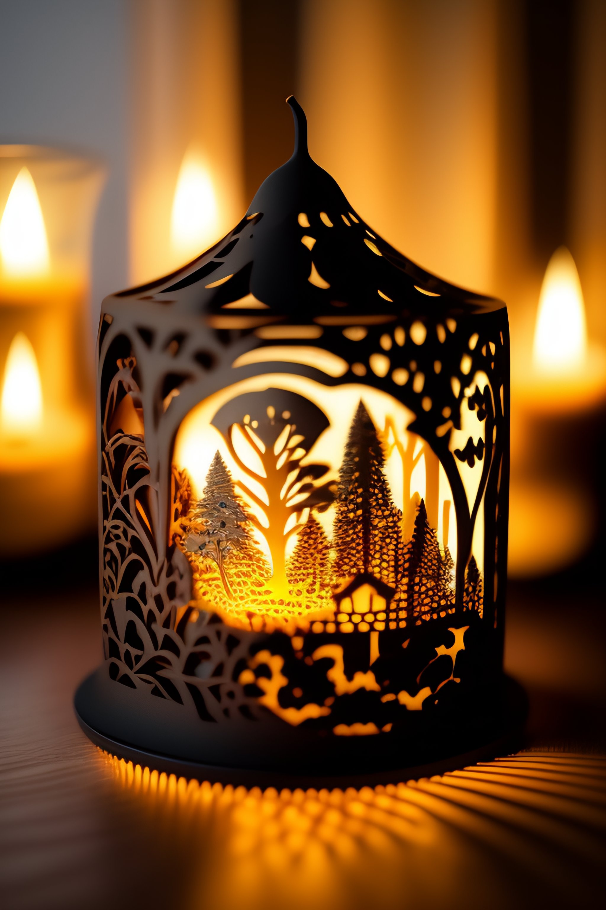Lexica - 2d laser cut, landscape candle holder