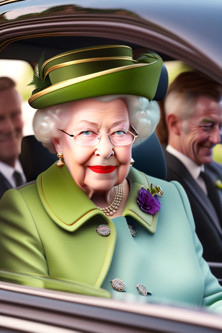 Lexica - Queen Elizabeth II driving car