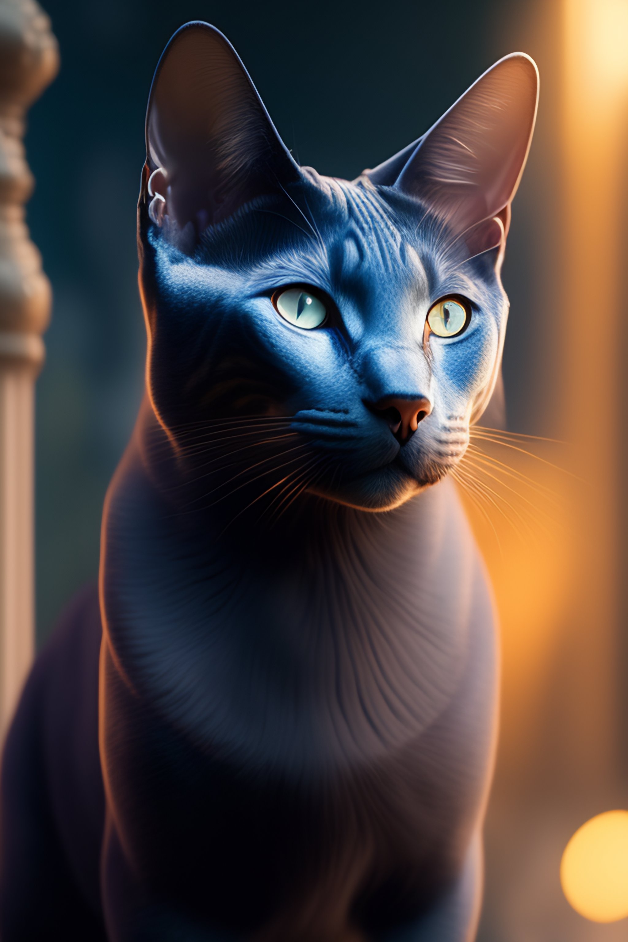 Lexica - Highly detailed surreal vfx portrait of a russian blue cat in ...