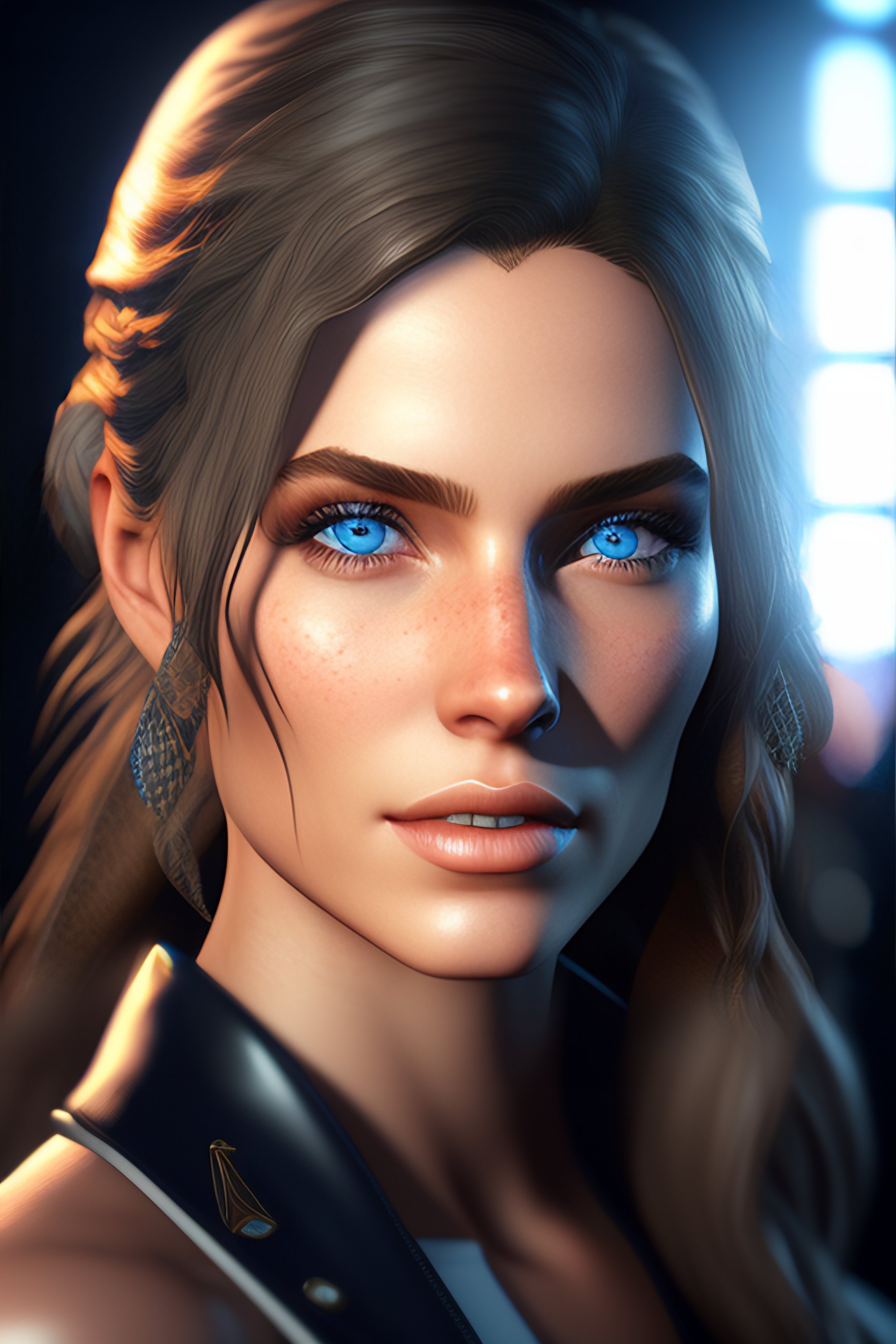 Lexica - A detailed portrait of pretty girl blue eyes, unreal engine 5 ...