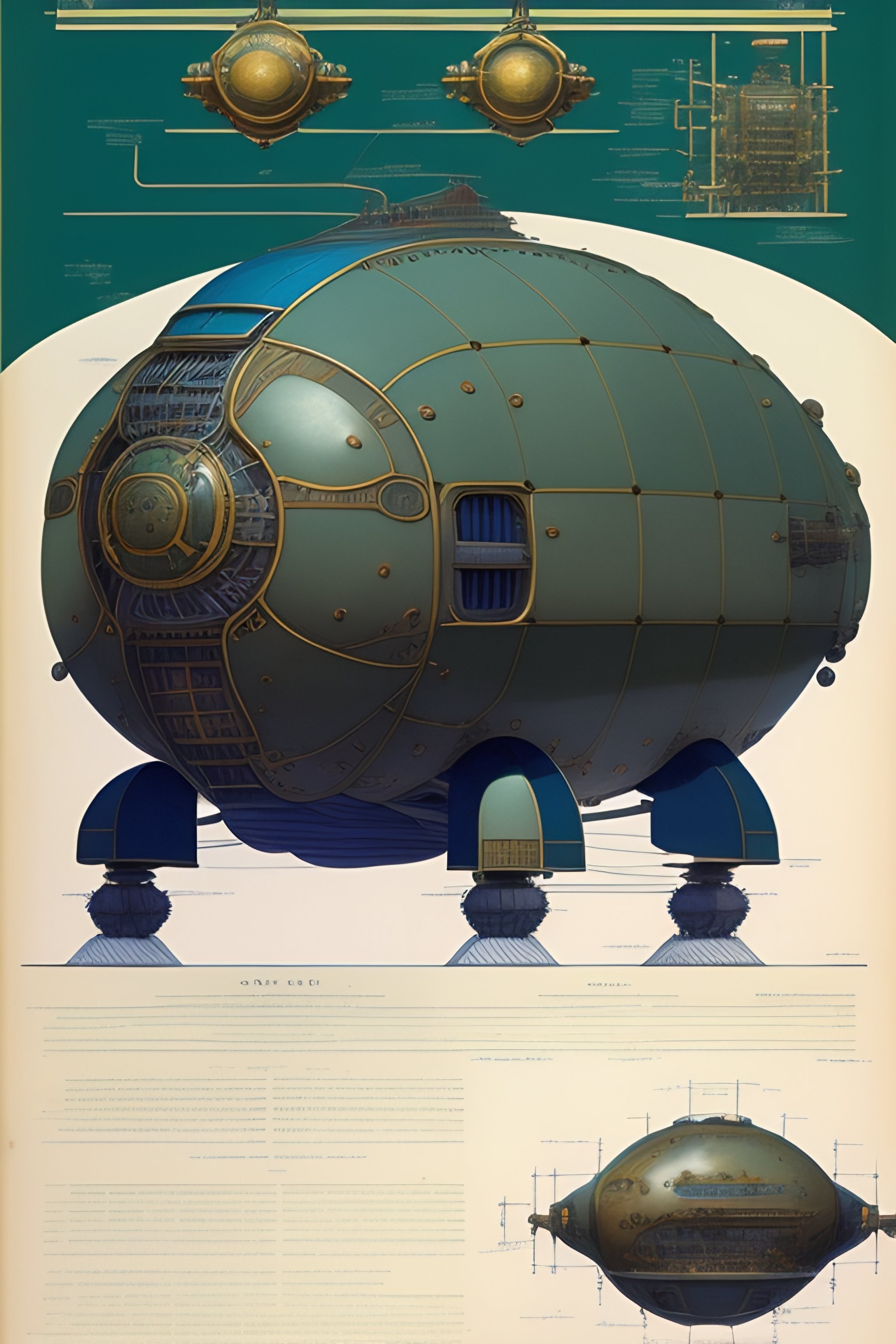 Lexica - A full page of a mechanical blueprint showing a design for a ...