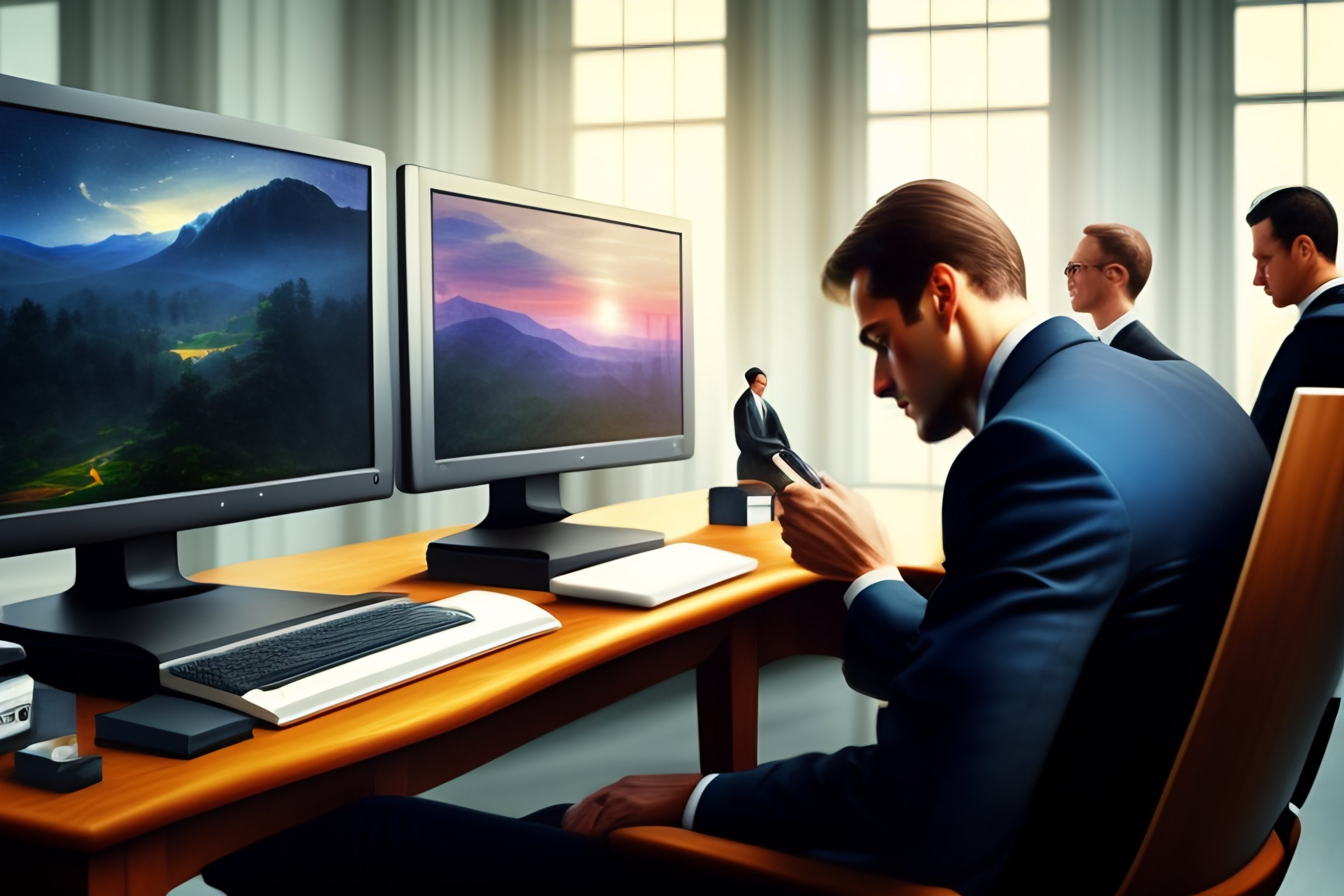 Lexica - Several people are typing on their computers by james gurney ...