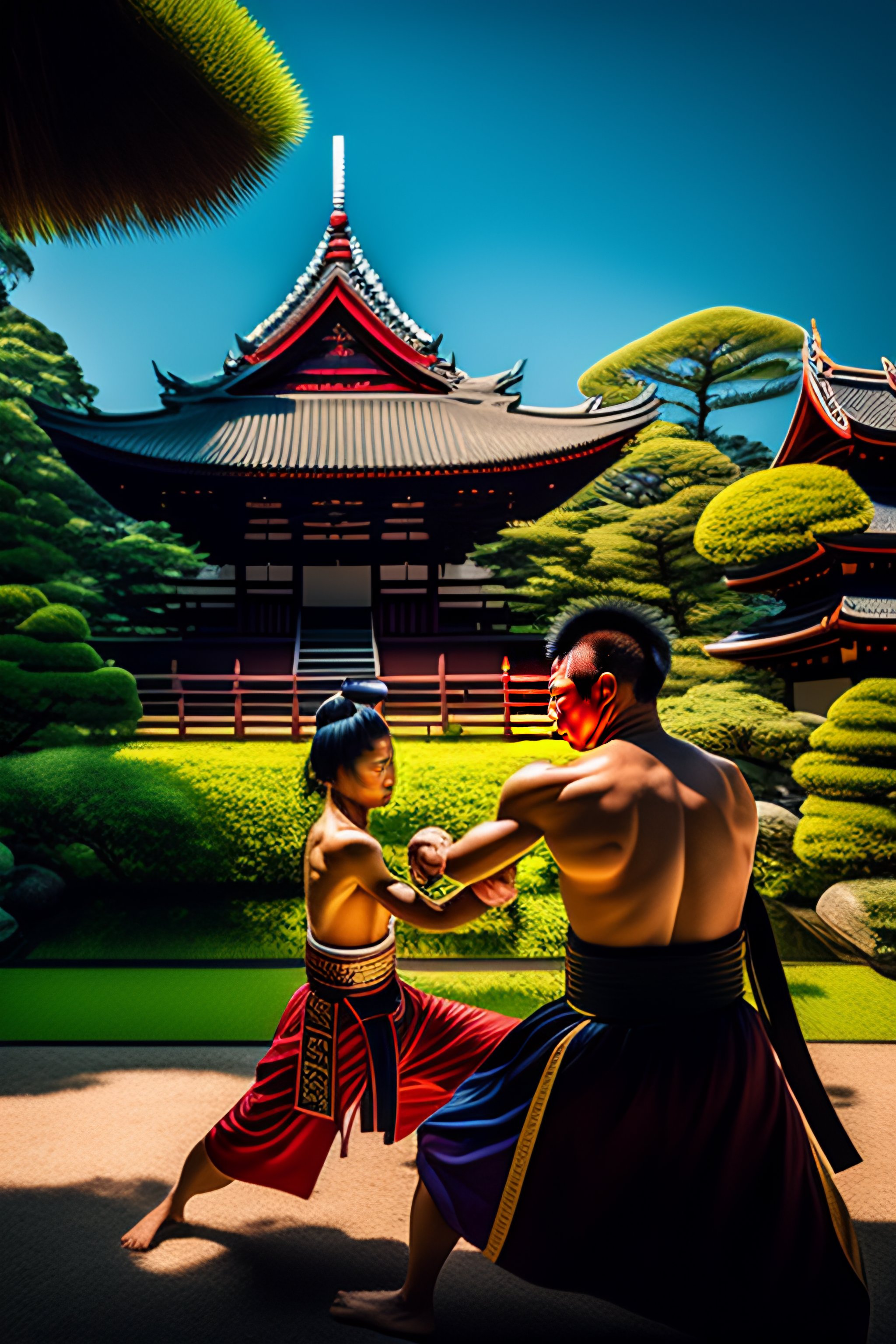Lexica - Japanese temple, a samurai fights with a thai boxer, lots of ...