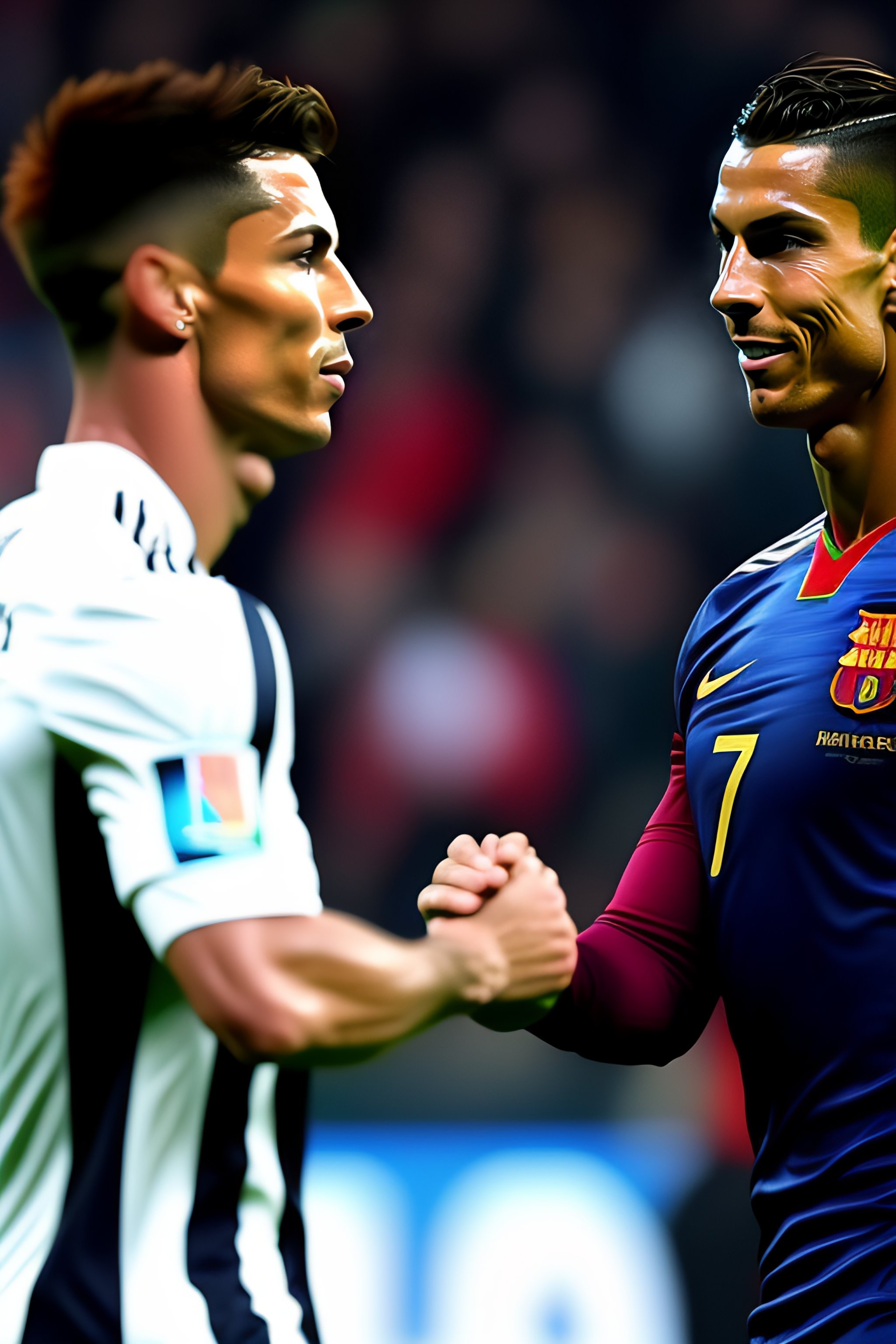 Lexica - Cristiano ronaldo shaking hands with messi