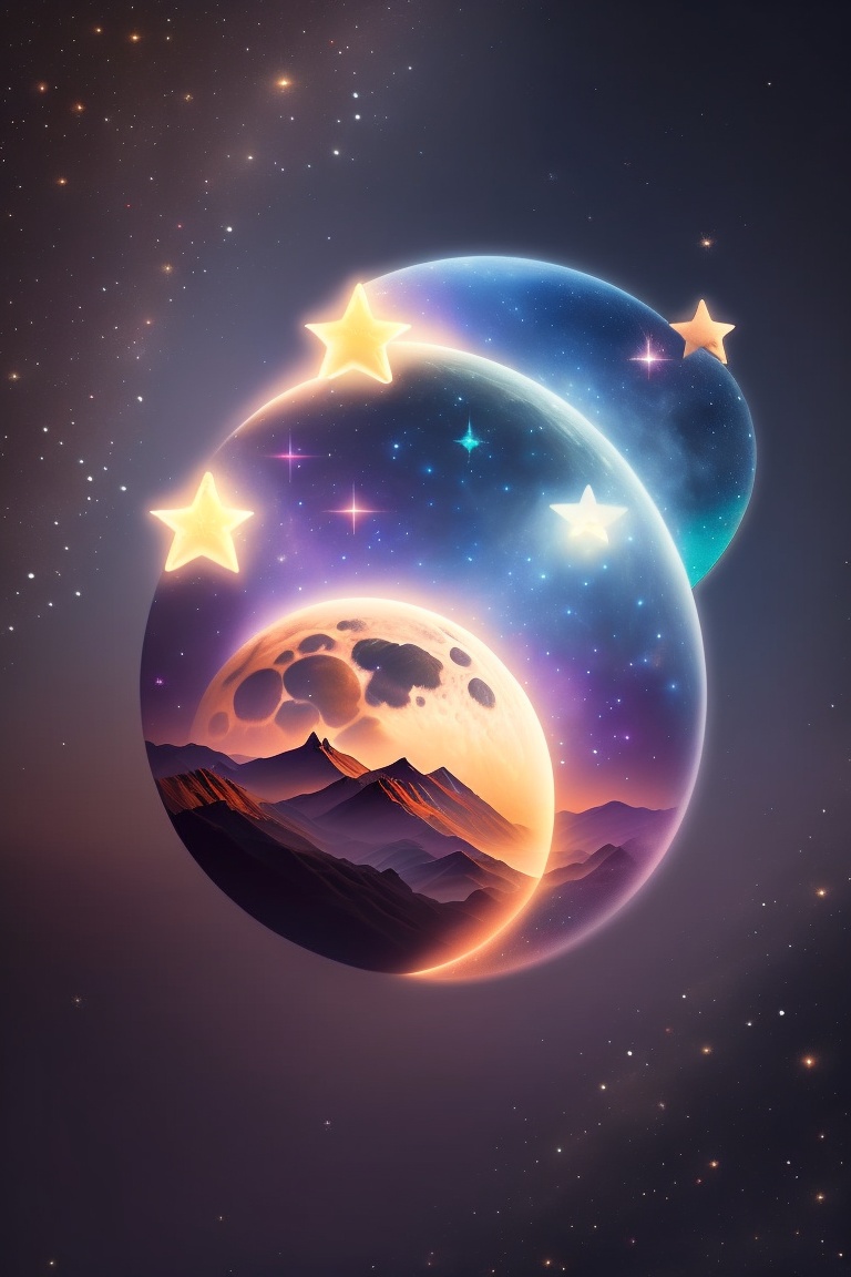 Lexica - Illustrate a celestial moon and stars tattoo, with ethereal ...