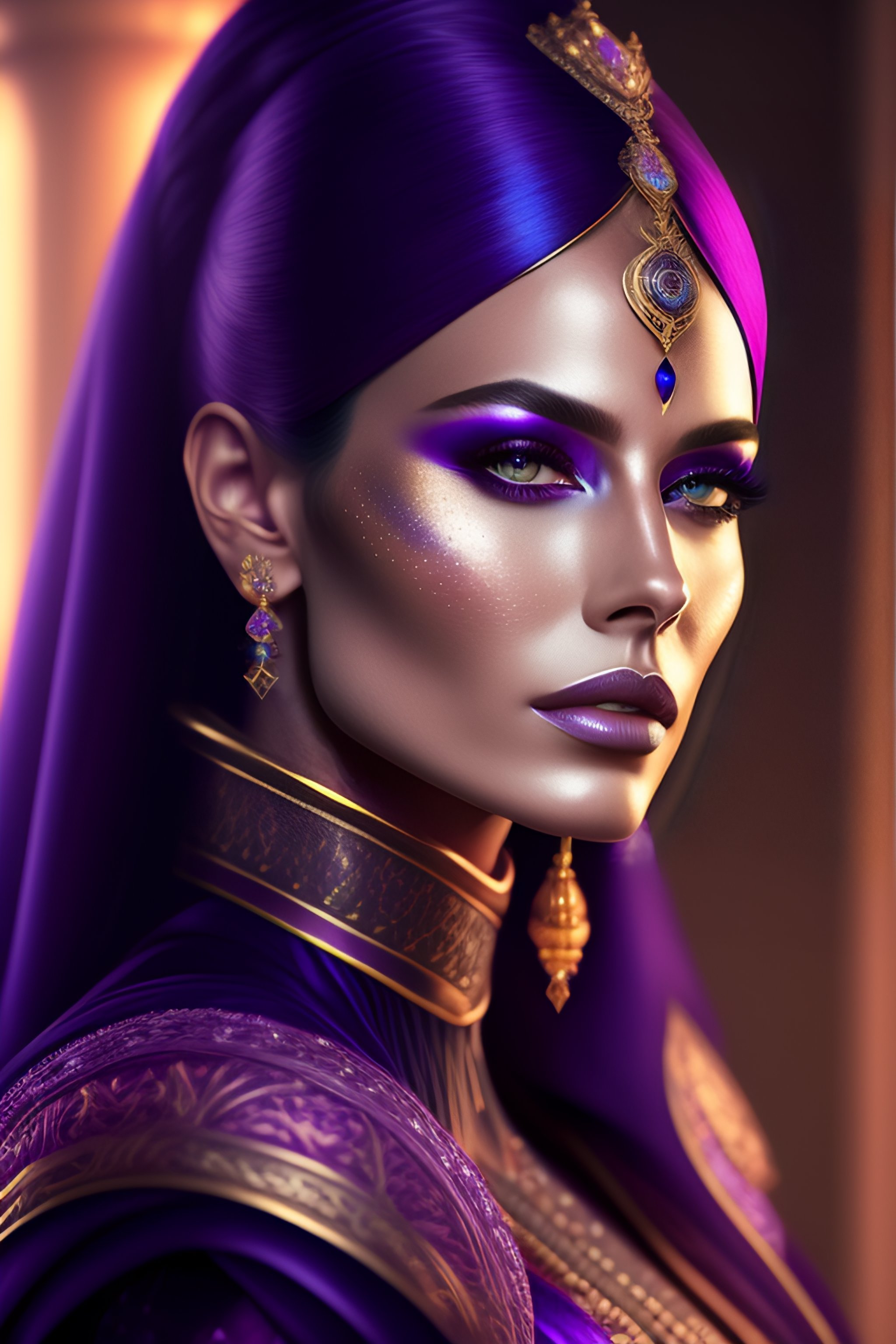 Lexica - A beautiful purple empress portrait, with a brilliant ...