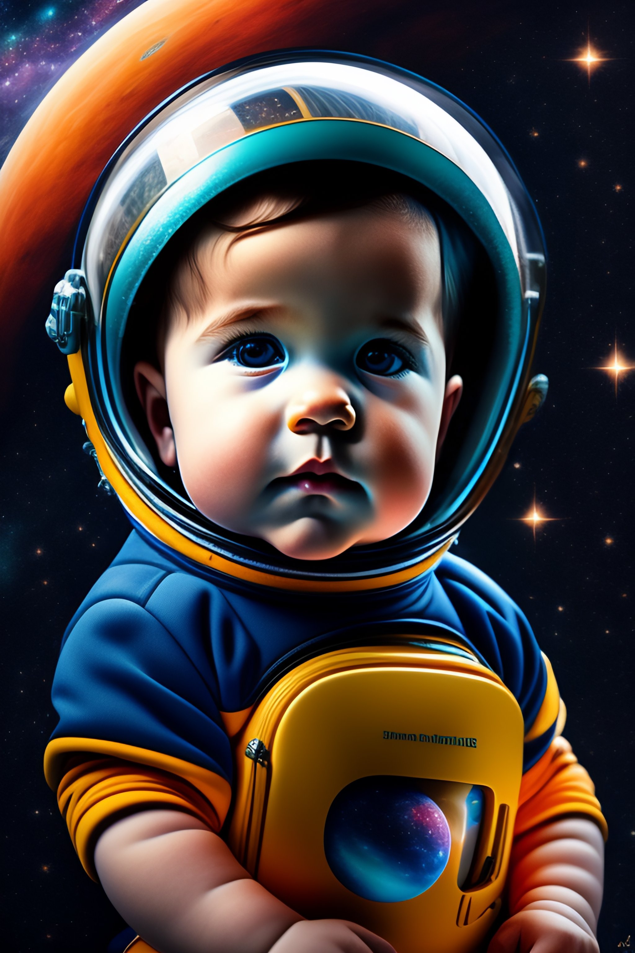 Lexica - Portrait of a baby in space