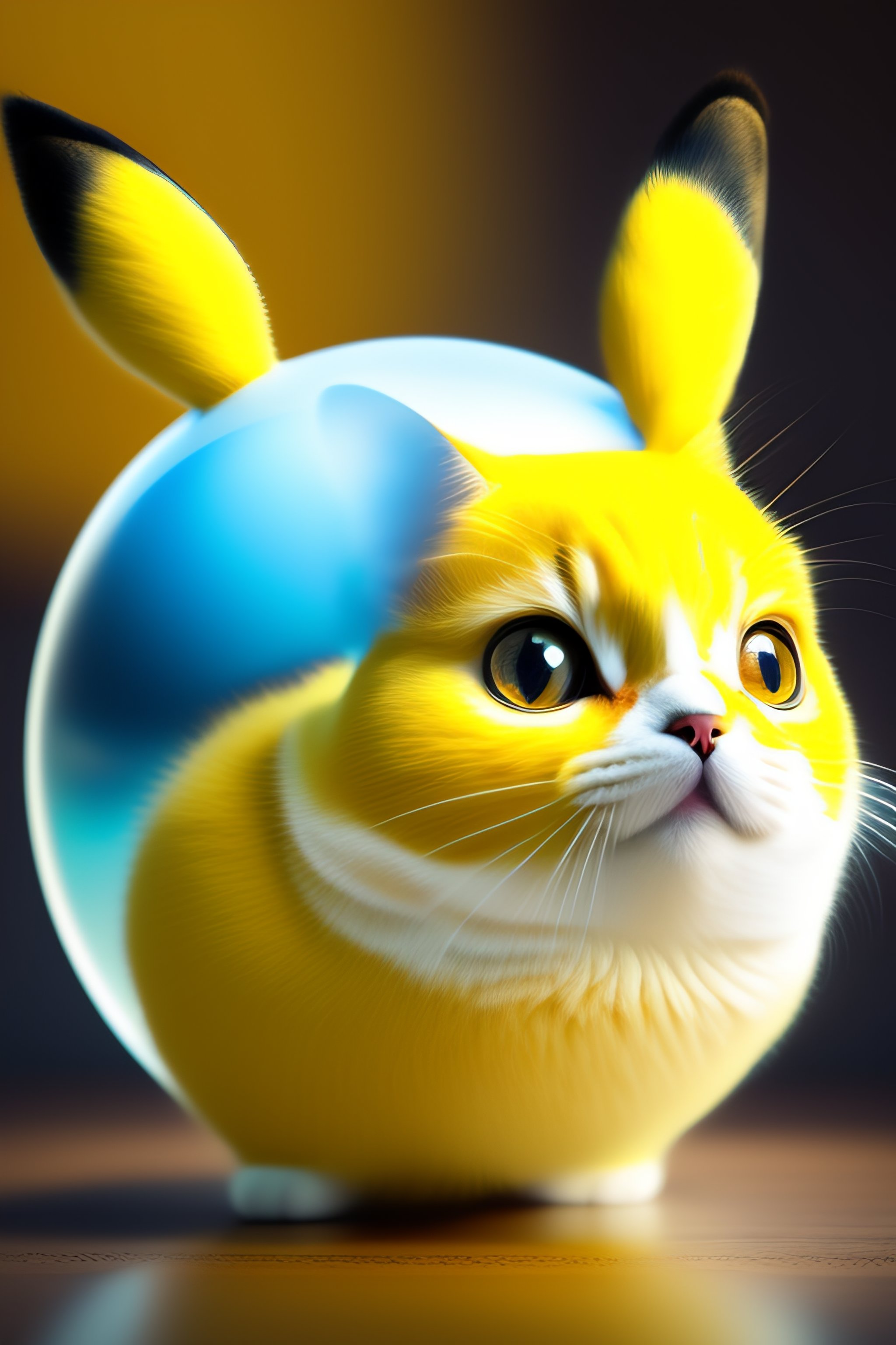 Lexica - A mix between pikachu and a cat standing on top of a sphere ...
