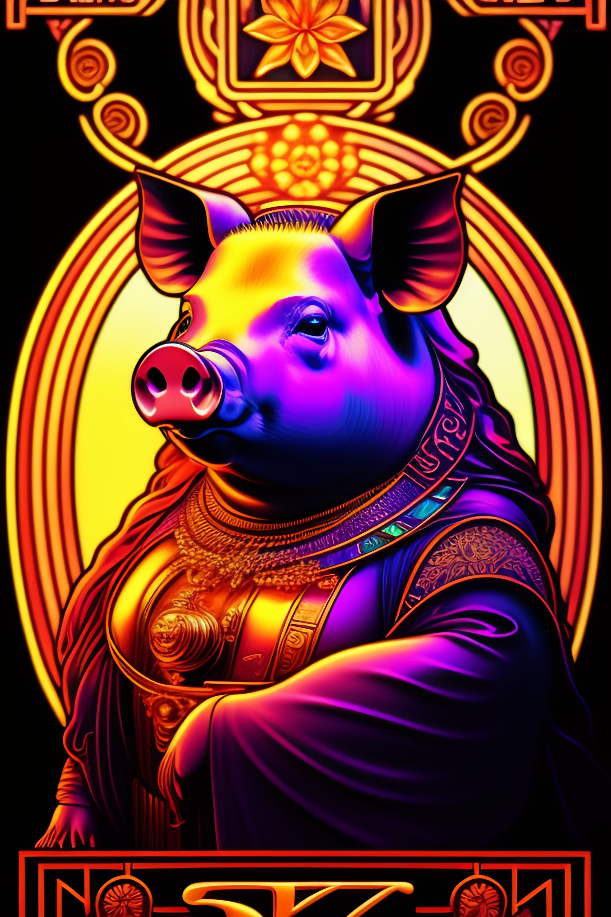 Lexica - Cybernetic funny pig. Synthwave. retropunk, stained glass, 8k ...