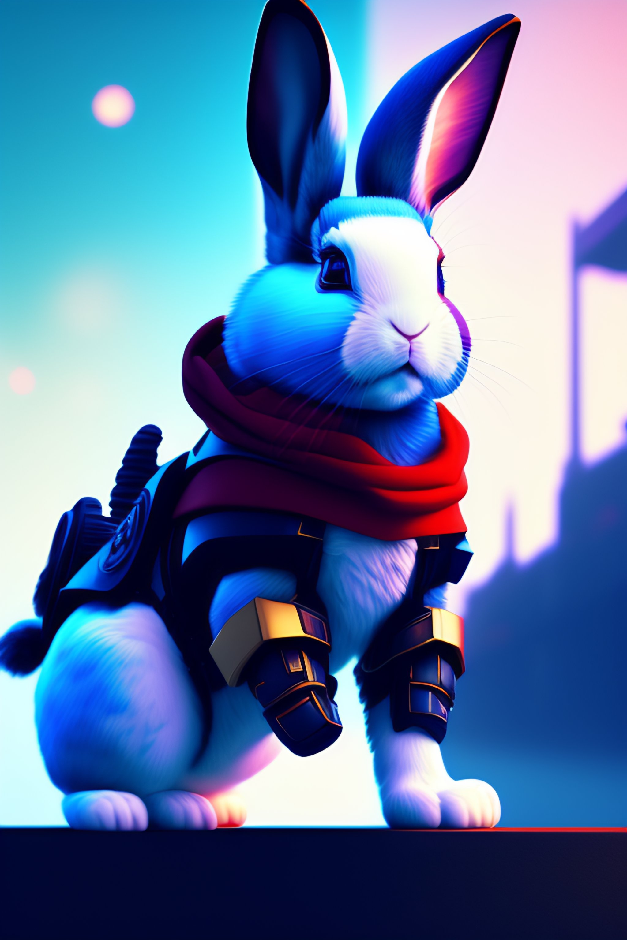 Lexica - Full body combat robot in anime style with rabbit features ...