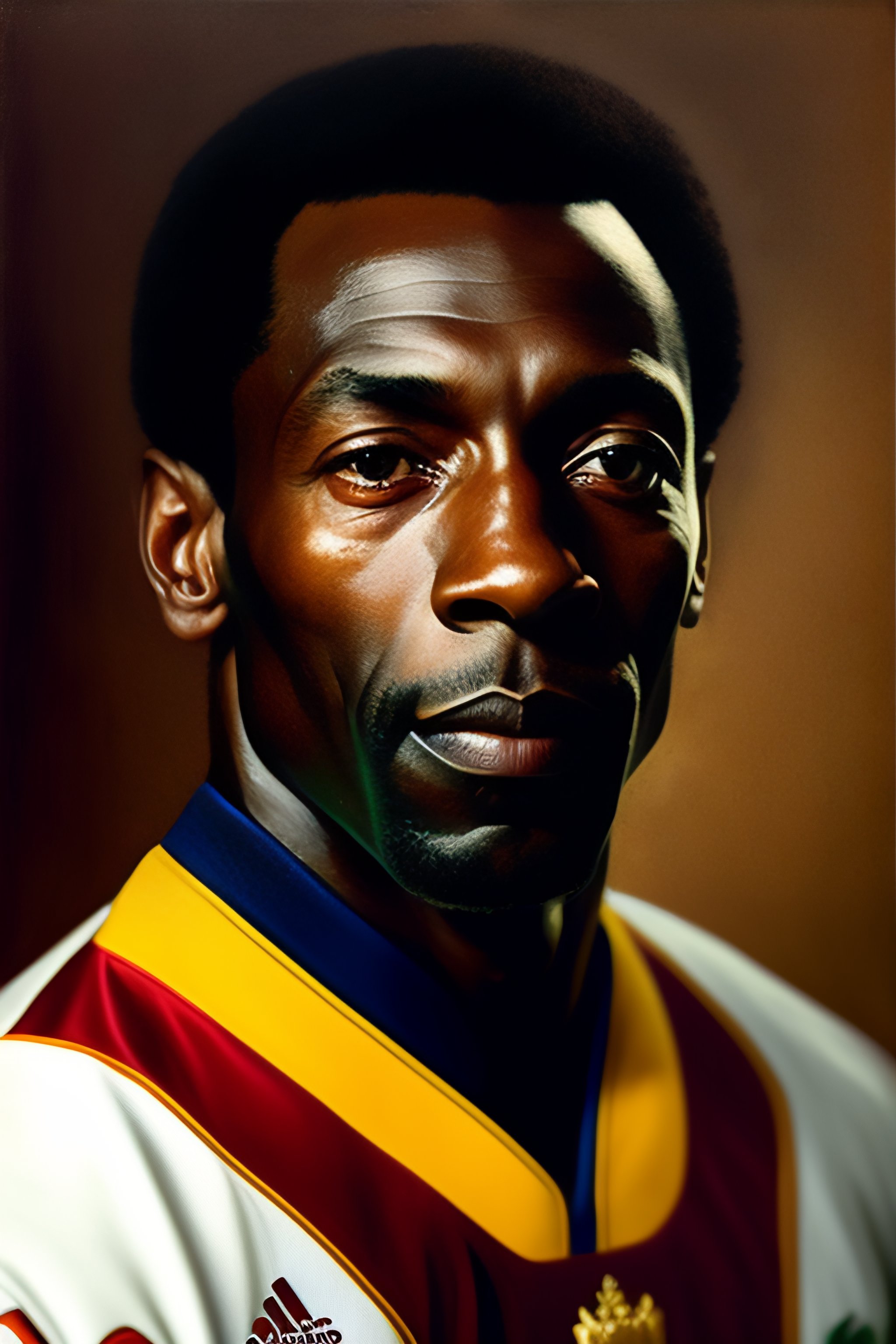 Lexica - Rough dull renaissance portrait painting of old Pelé