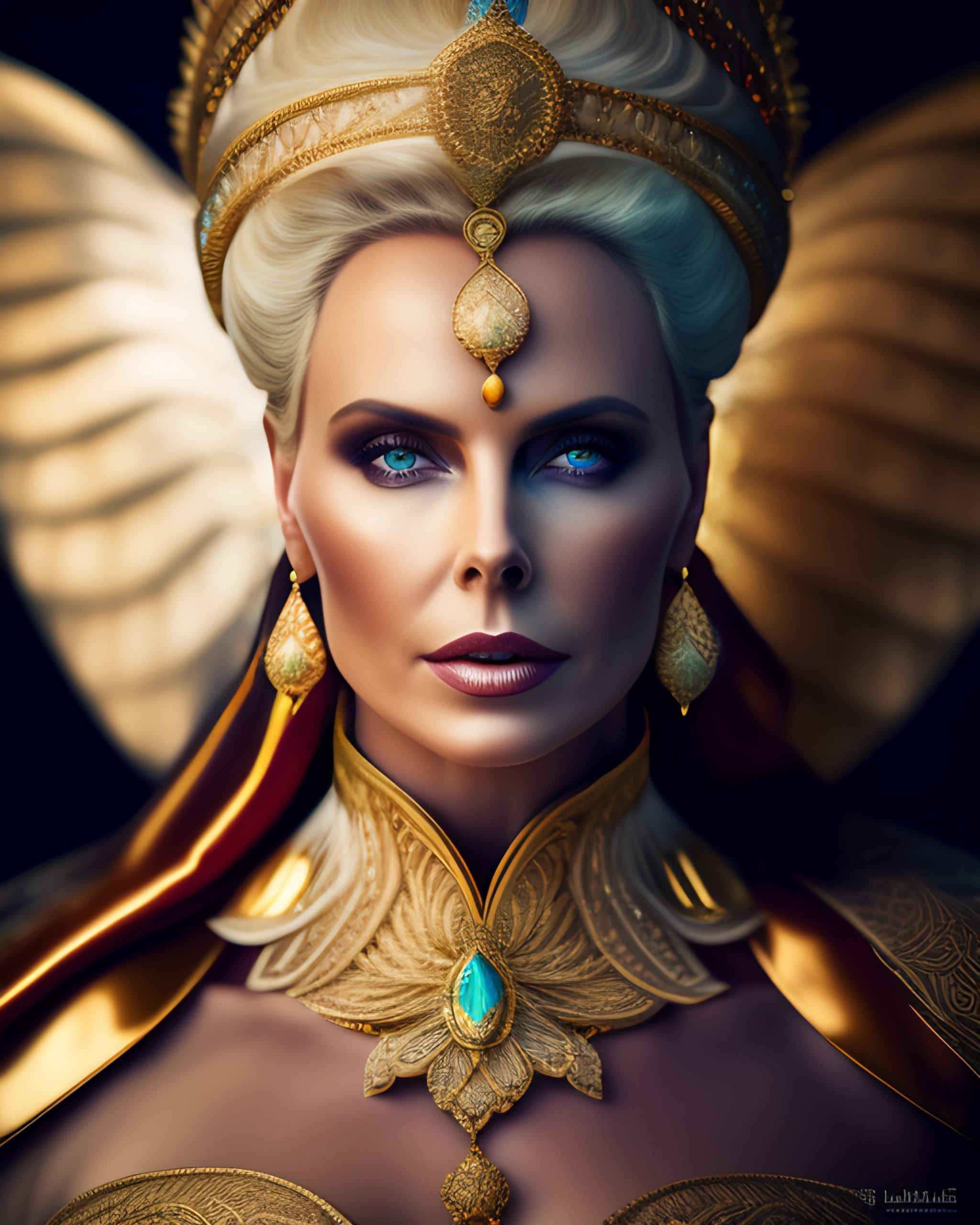 Lexica - Portrait shot of 3/4 Charlize Theron as Queen Ravenna, an evil ...