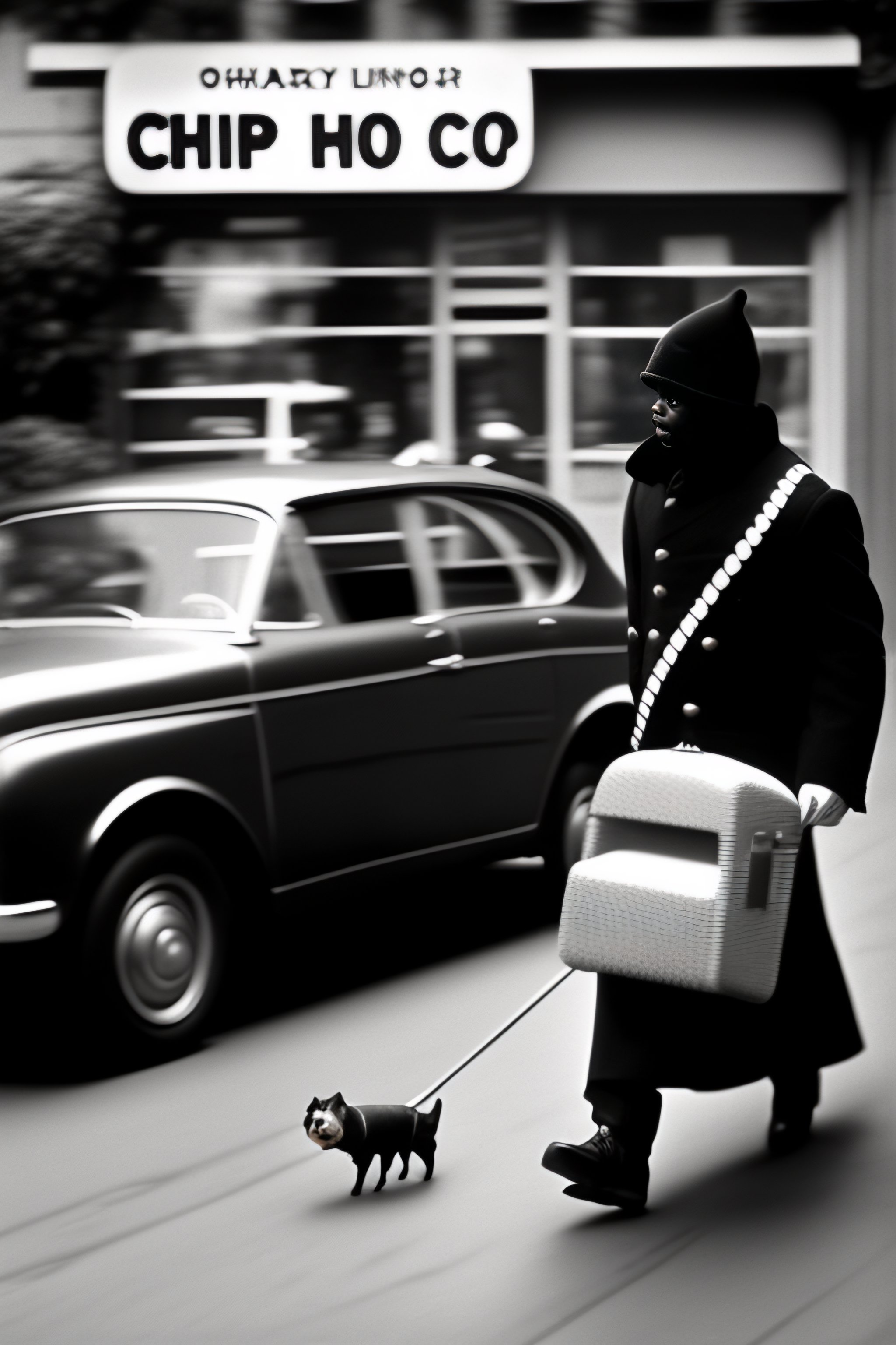 Lexica - A black-and-white photograph of chip and chop robbing a bank, 1975