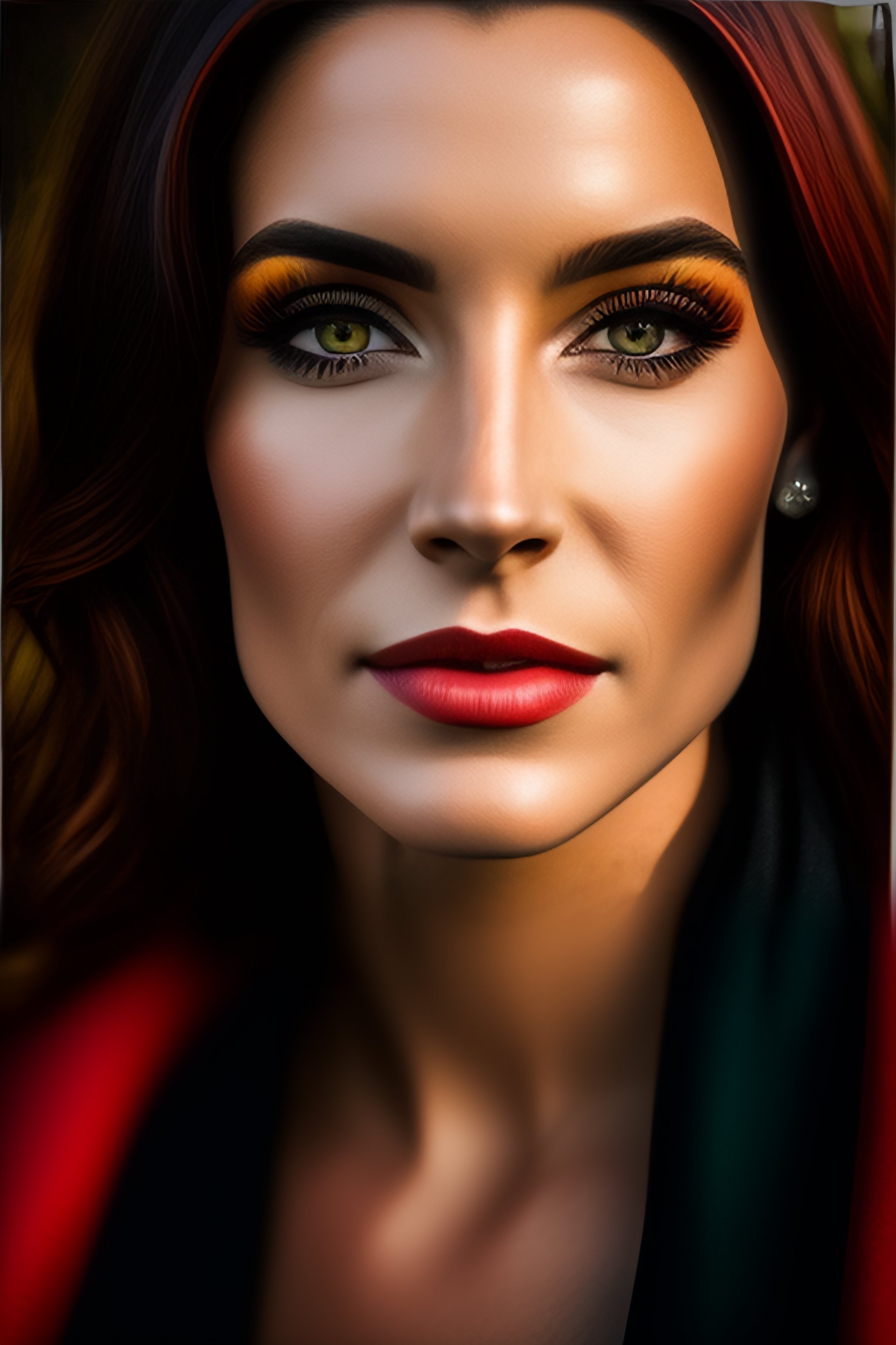 Lexica - Highly detailed, woman with red eyes , 50 mm portrait, wide ...