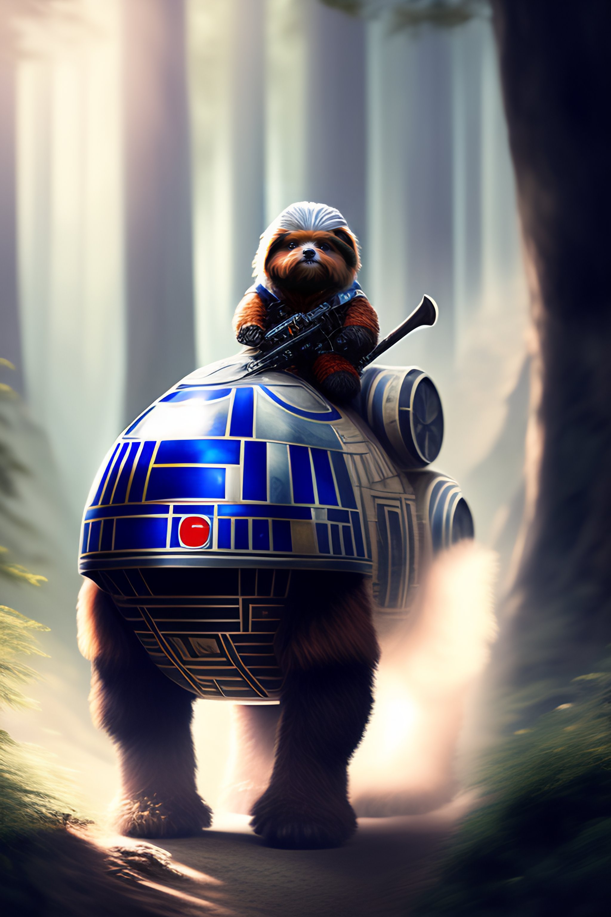 Lexica - An Ewok riding R2D2. Key Art. Fantasy Illustration. award ...