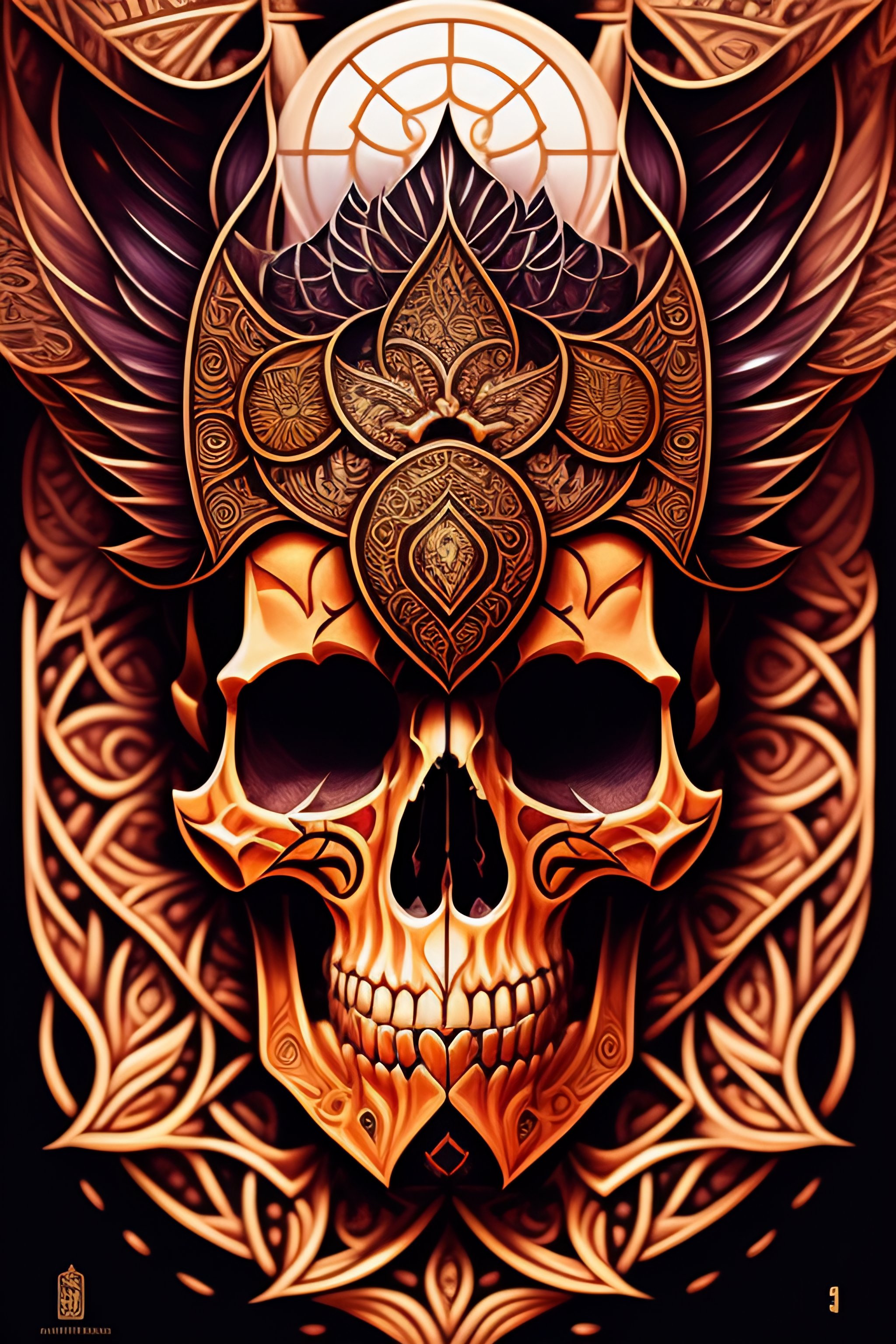 Lexica - Symmetry comic cover art of a skull head, dnd, high fantasy ...