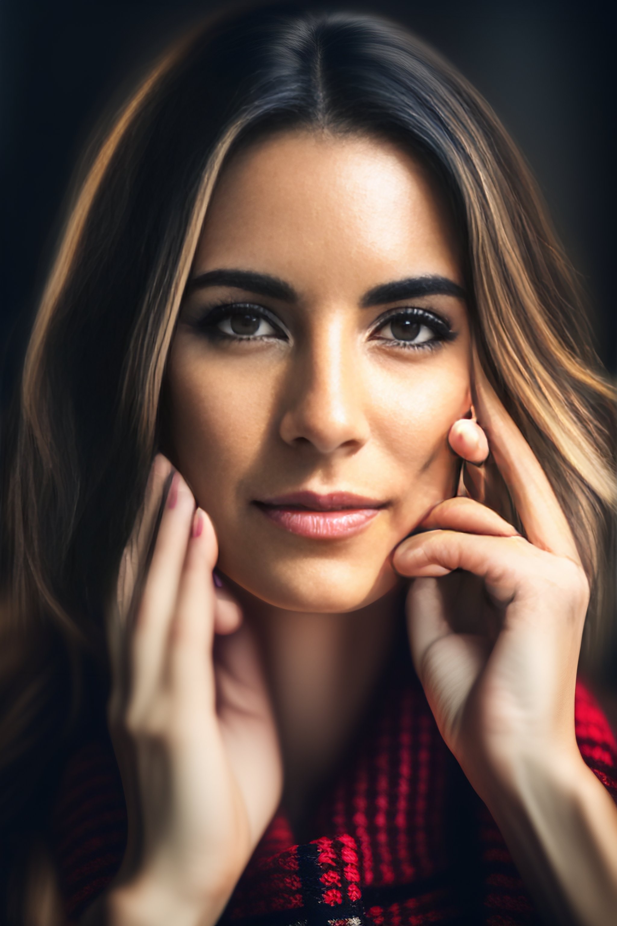 Lexica - A full shot portrait of a woman visible hands