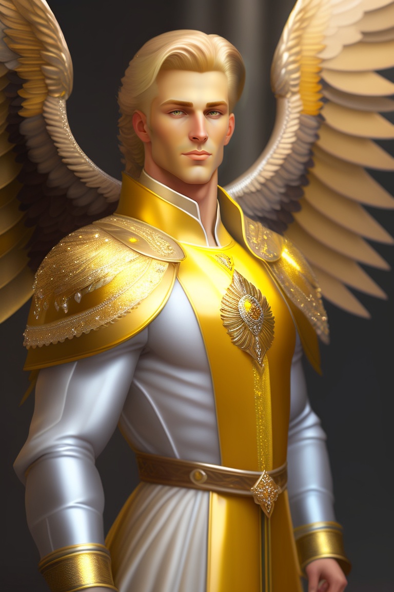 Lexica - Precious male angel with yellow wings, beautiful and perfect ...